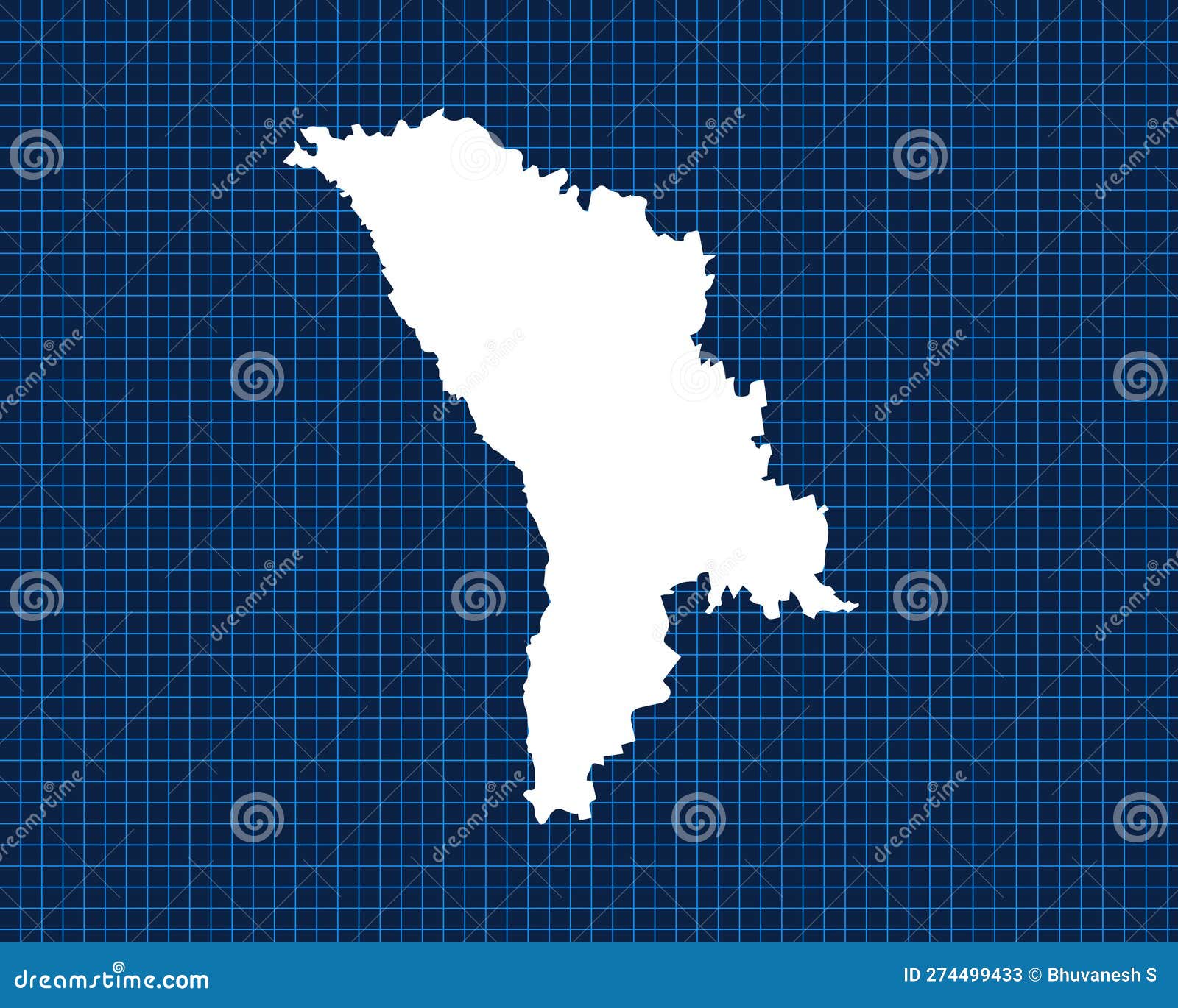 White Map Design Isolated on Blue Neon Grid with Dark Background of ...