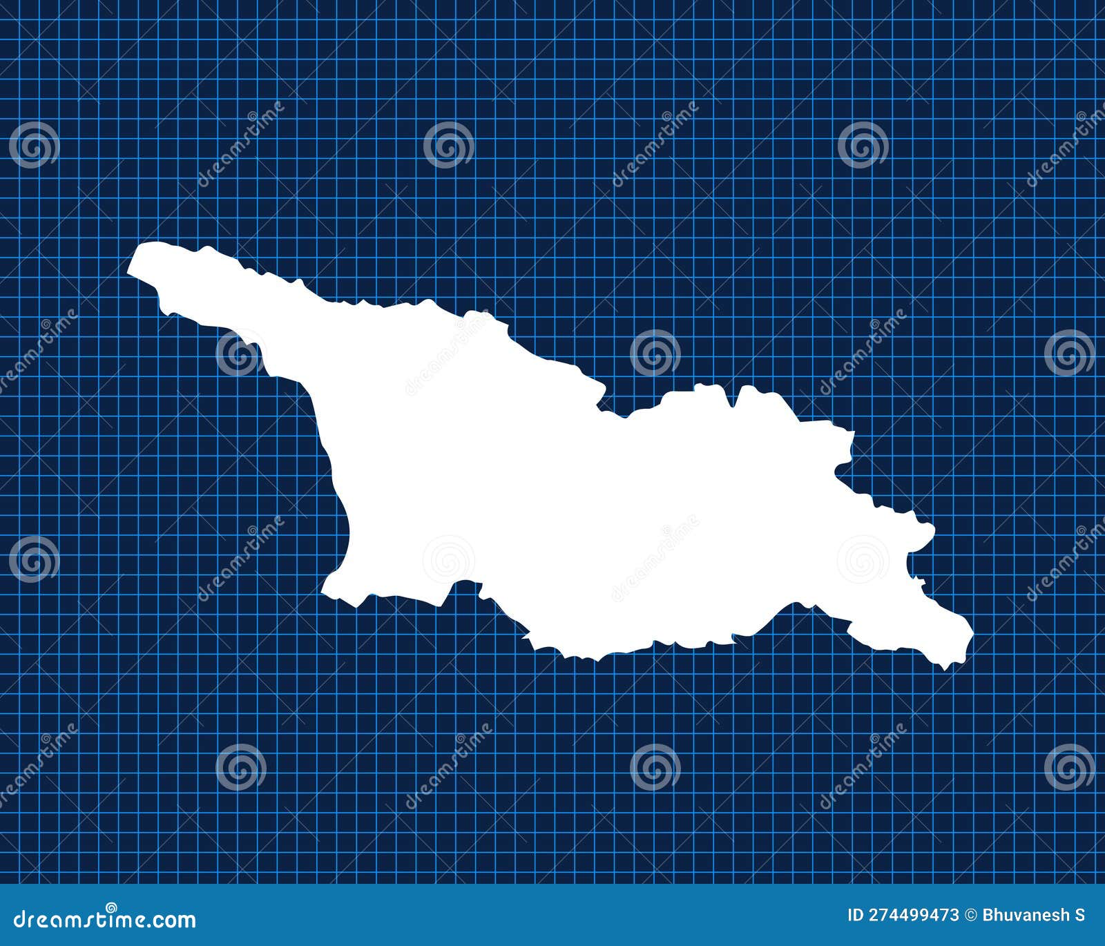 White Map Design Isolated on Blue Neon Grid with Dark Background of ...