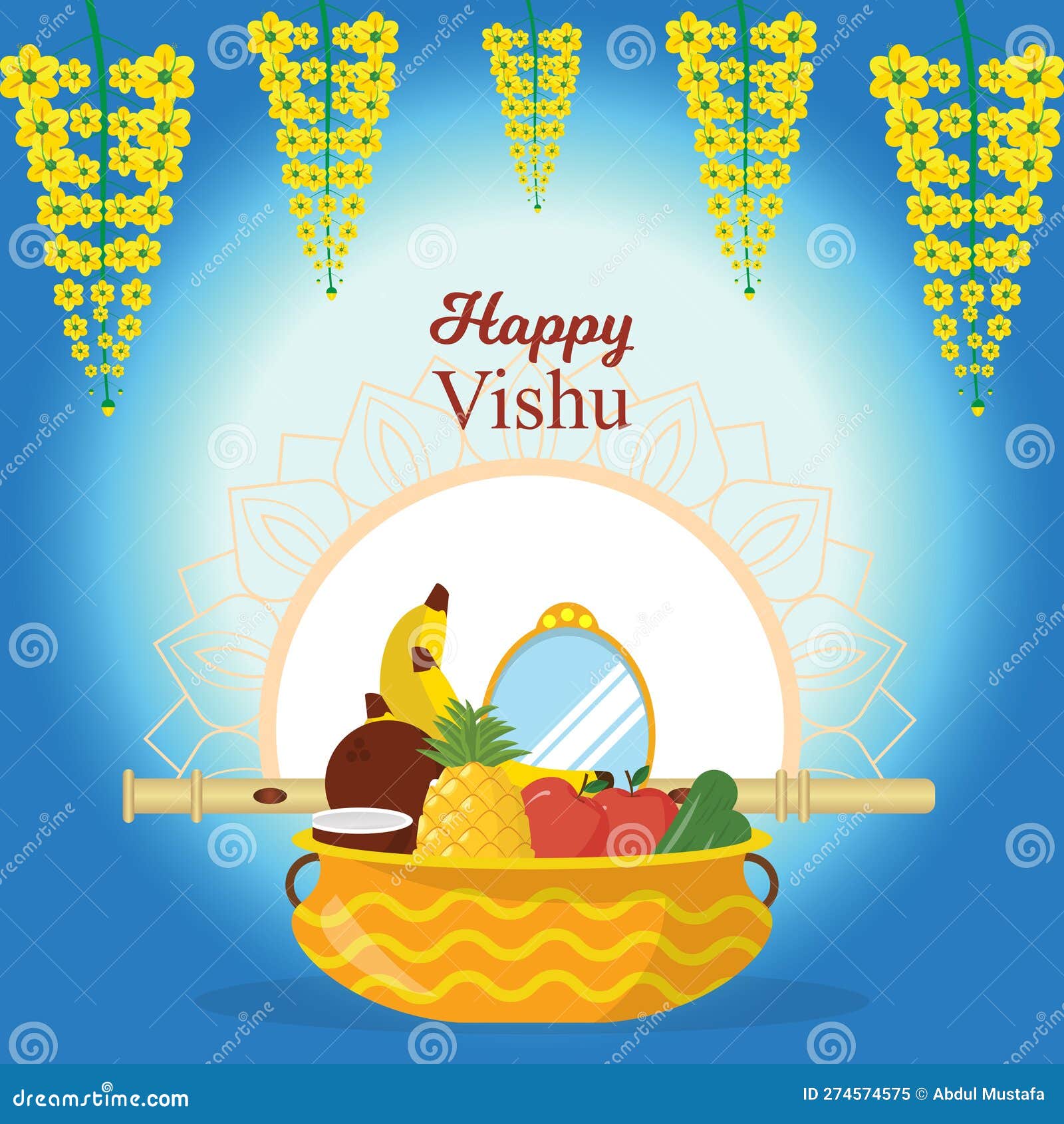 Happy Vishu Sight-Kerala Festival Stock Illustration - Illustration of ...