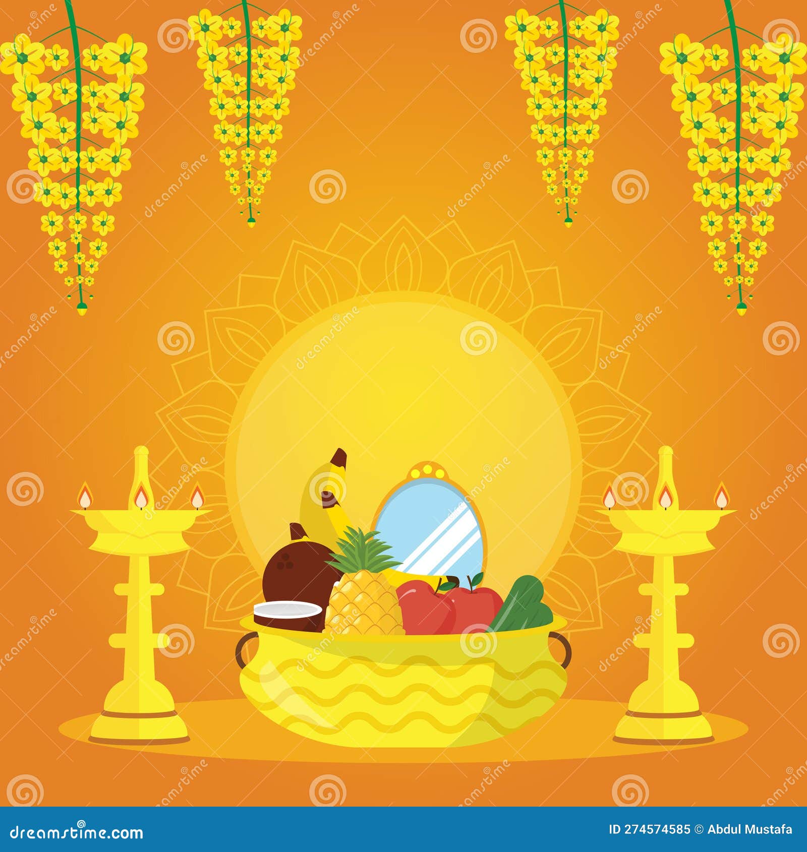 Happy Vishu Sight-Kerala Festival Stock Illustration - Illustration of ...