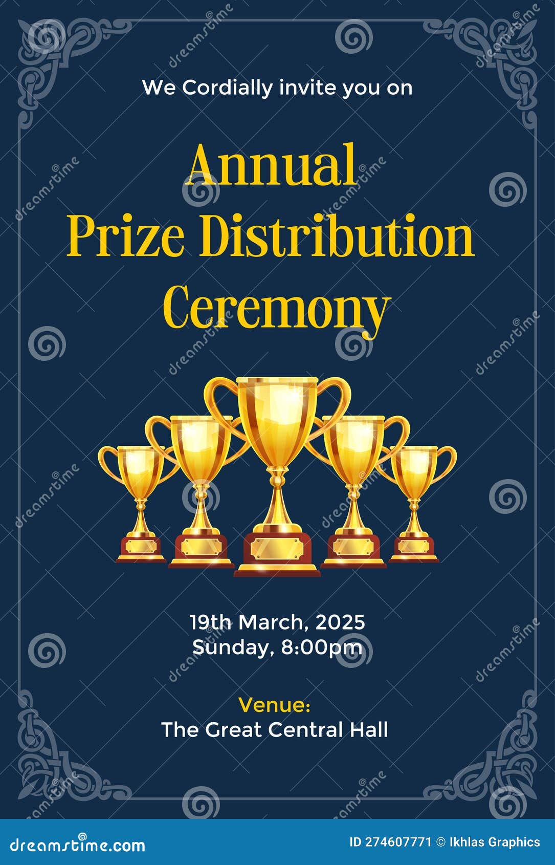 Annual Prize Distribution Cermony Invitation Card Design Stock Vector ...