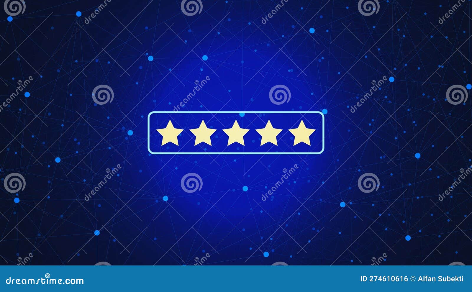 Customer Review Feedback with Five Stars on Blue Technology Background ...