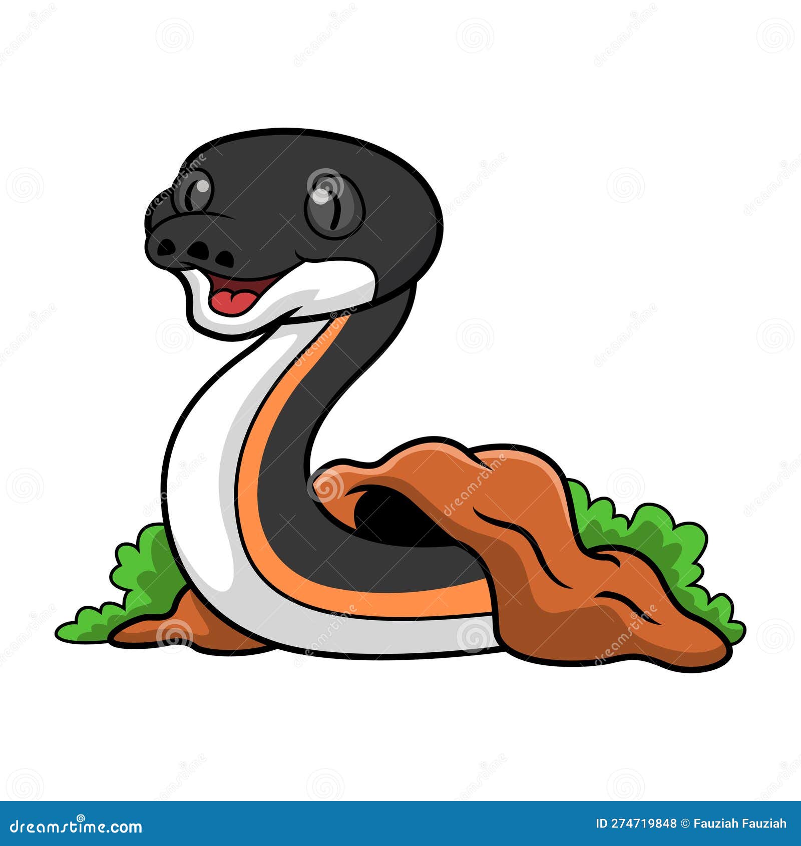 Cute Gold Albertisi Snake Cartoon Out from Hole Stock Vector ...