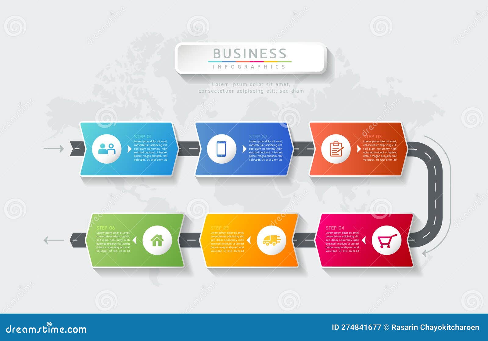 Vector Business Presentation Connecting Steps Infographic Template ...