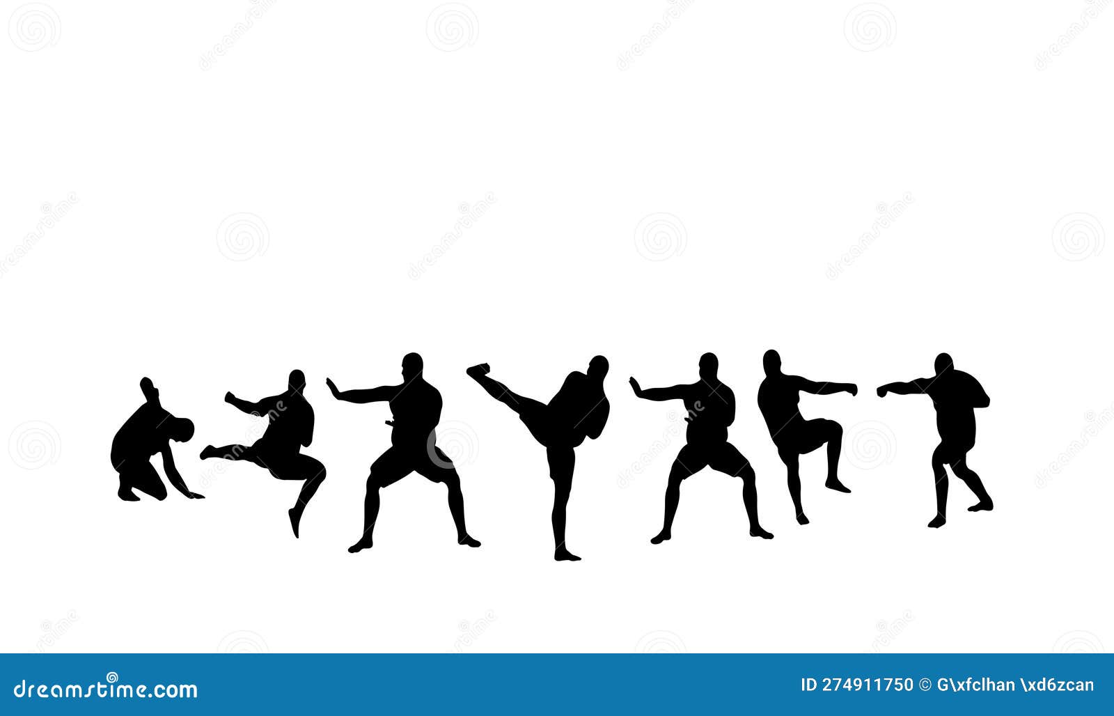 A Group of Silhouettes Fighting on a Transparent Background Stock ...