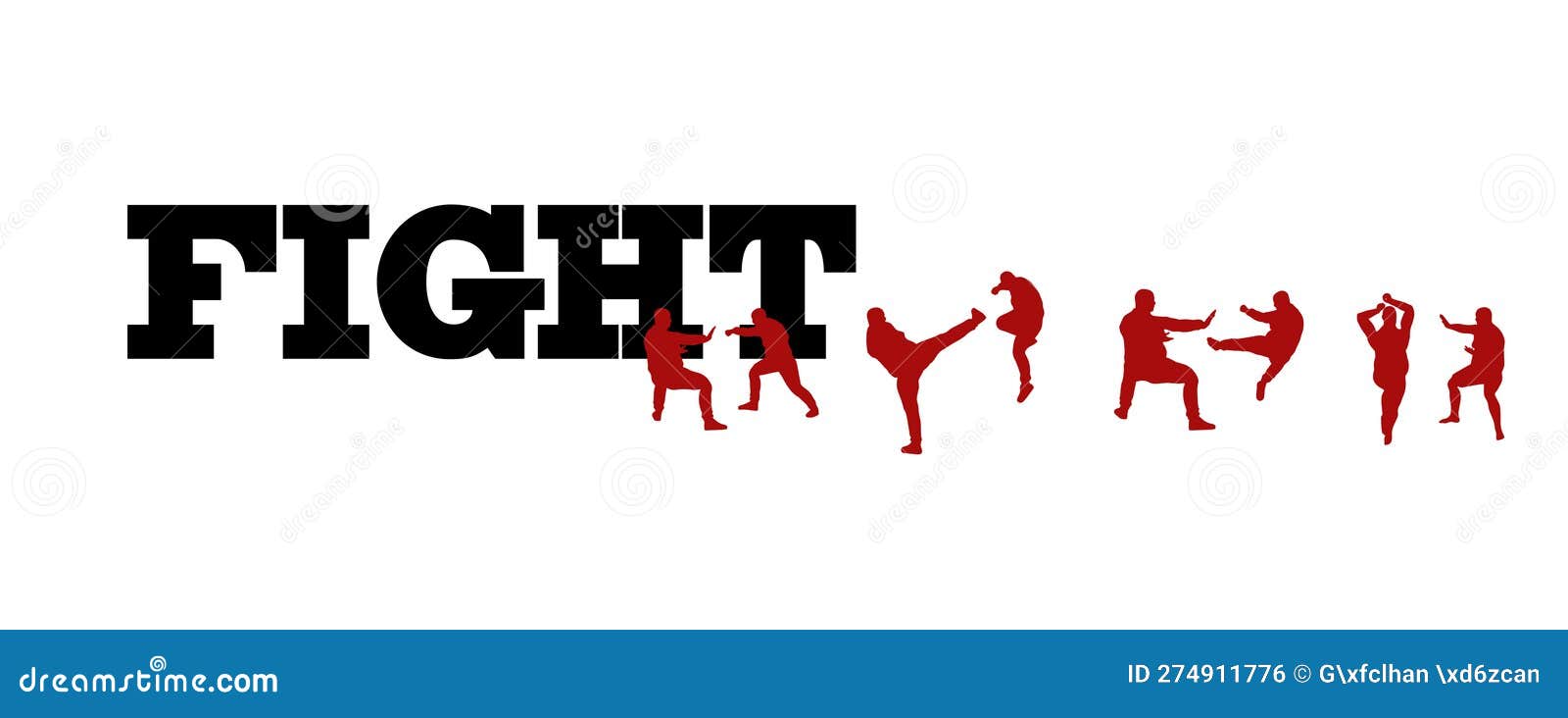 The Silhouettes Fighting in Front of the Fight Text Stock Vector ...