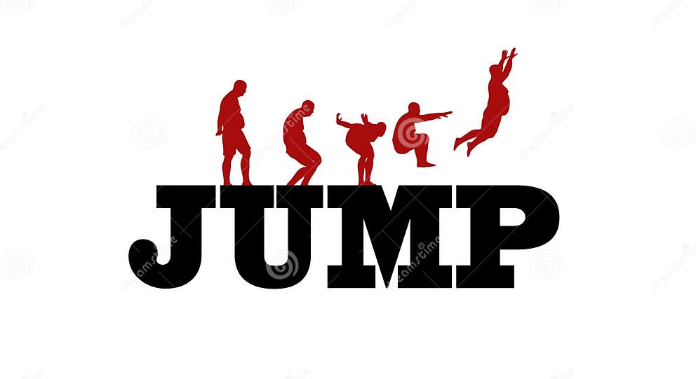 The Silhouettes Jumping on Top of the "jump" Text Stock Vector ...