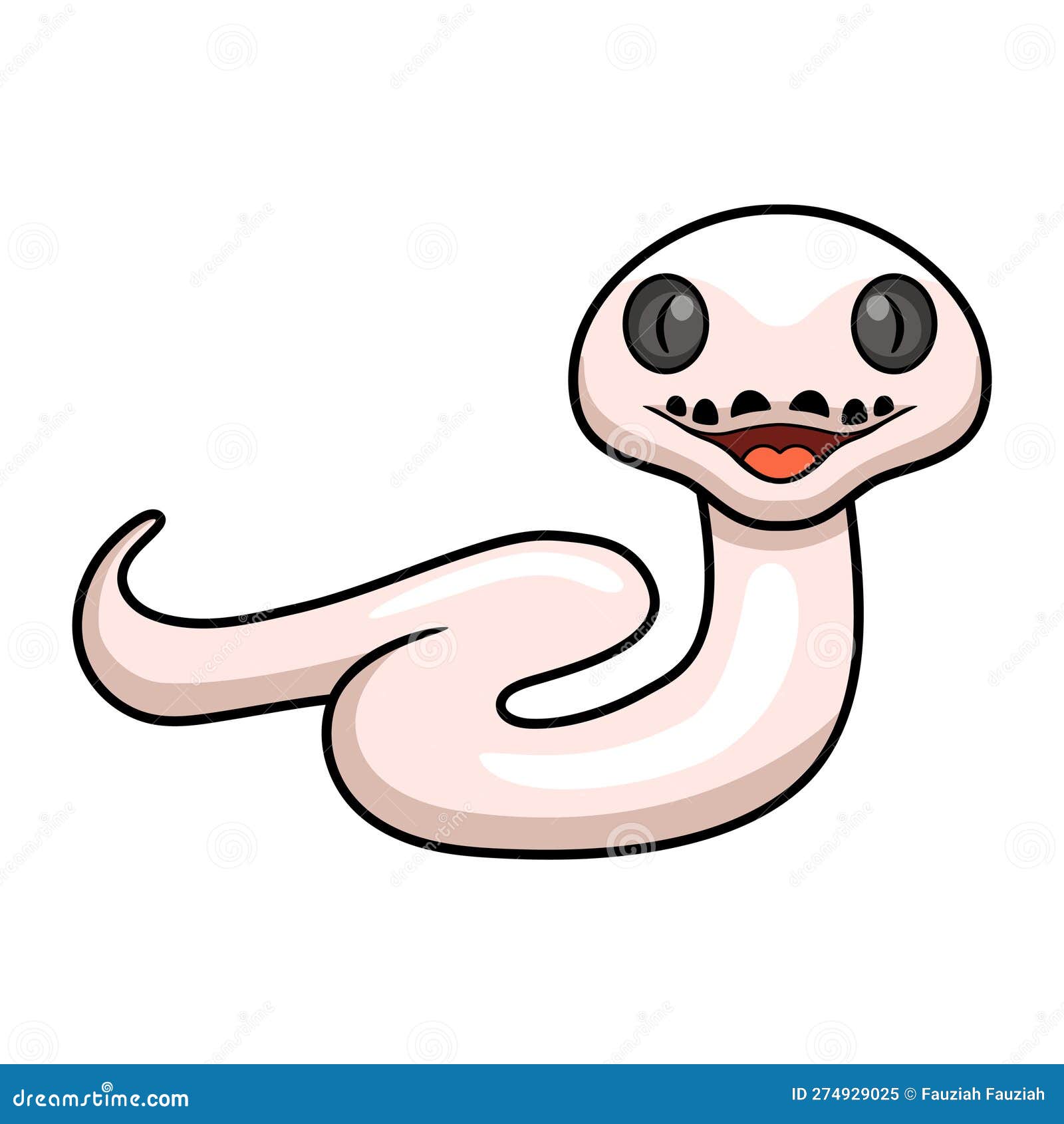 Cute Black Eyed Leucistic Reticulatus Python Cartoon Stock Vector ...