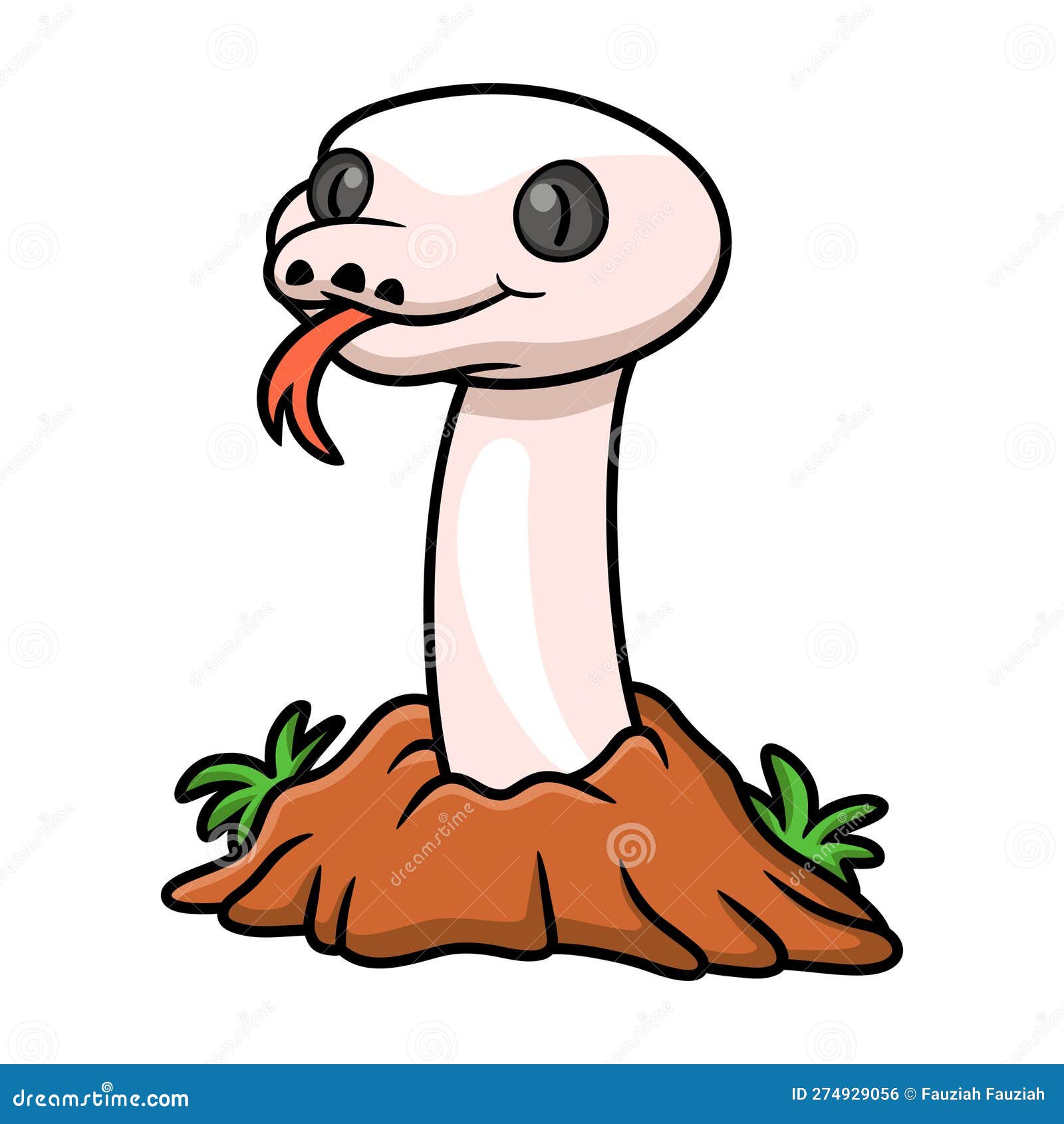 Illustration of Cute Black Eyed Leucistic Reticulatus Python Cartoon ...