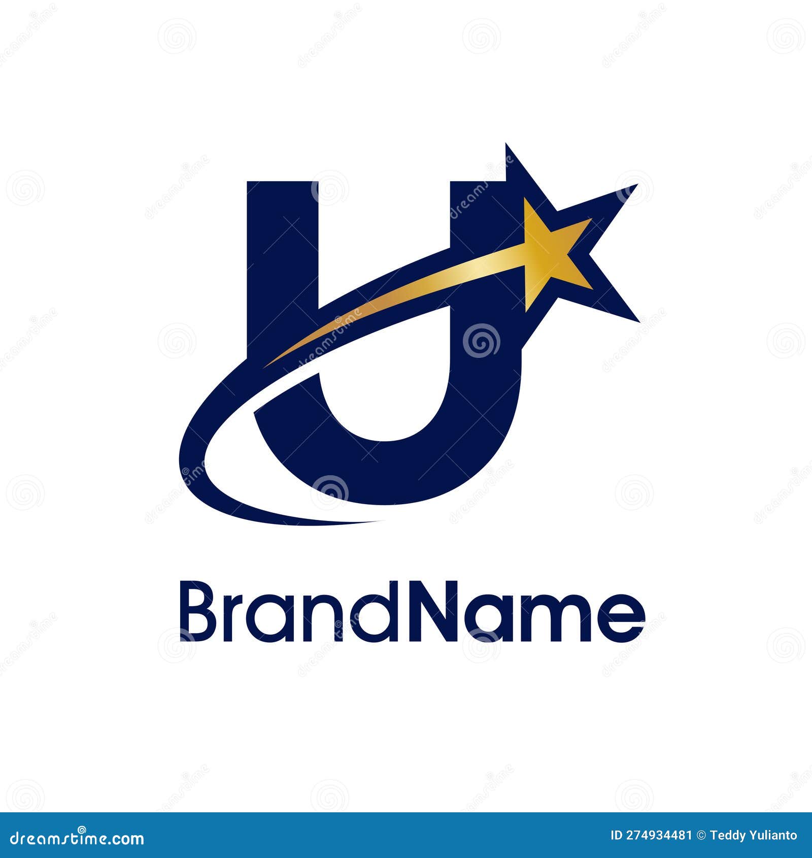 Initial U Star Logo stock vector. Illustration of logo - 274934481