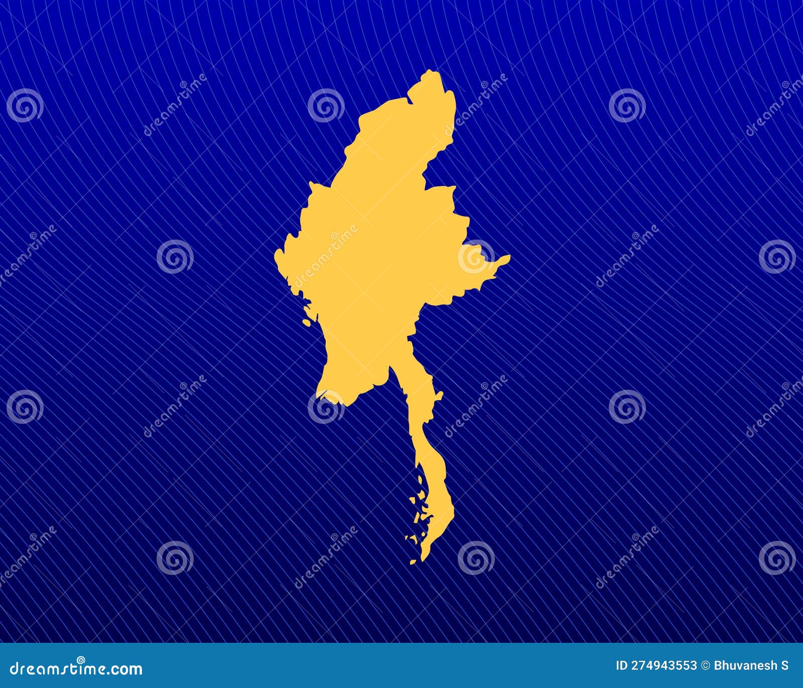 Blue Gradient Background, Yellow Map and Curved Lines Design of the ...