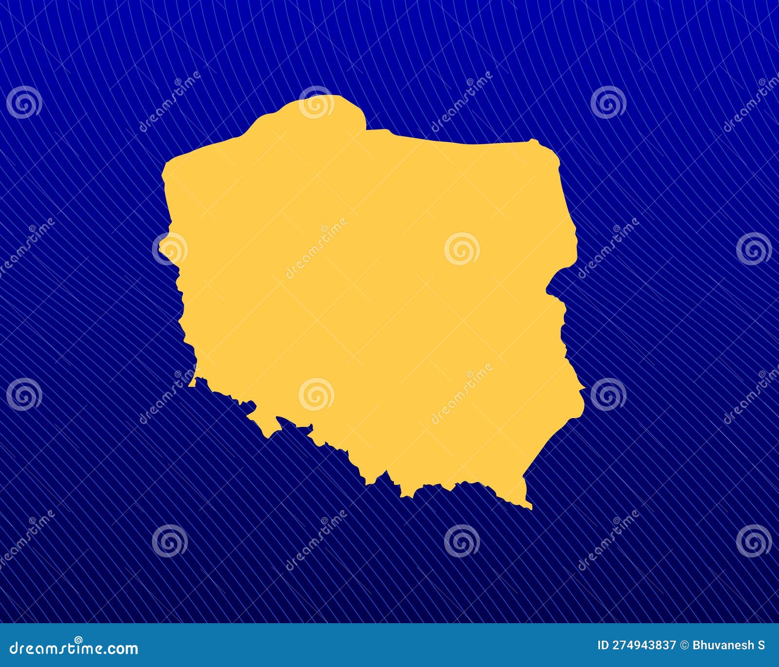 Blue Gradient Background, Yellow Map and Curved Lines Design of the ...