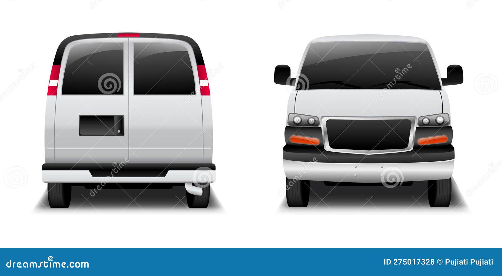 Realistic White Classic Minivan Cargo Isolated - 3d Illustration. Stock ...