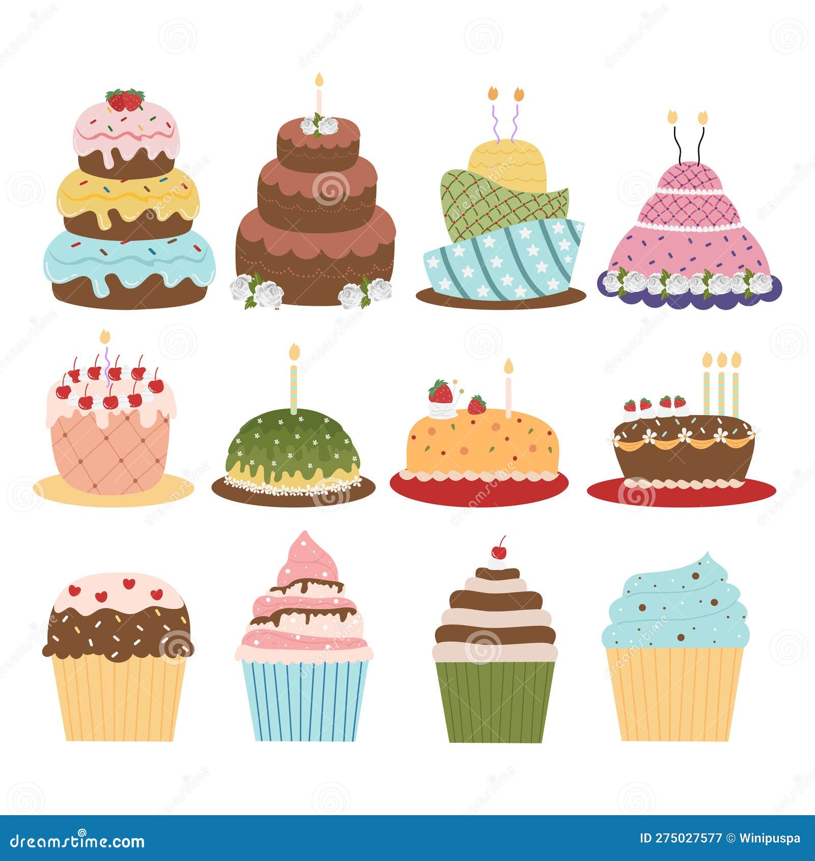 Birthday Cake Cartoon Illustration Stock Vector - Illustration of ...