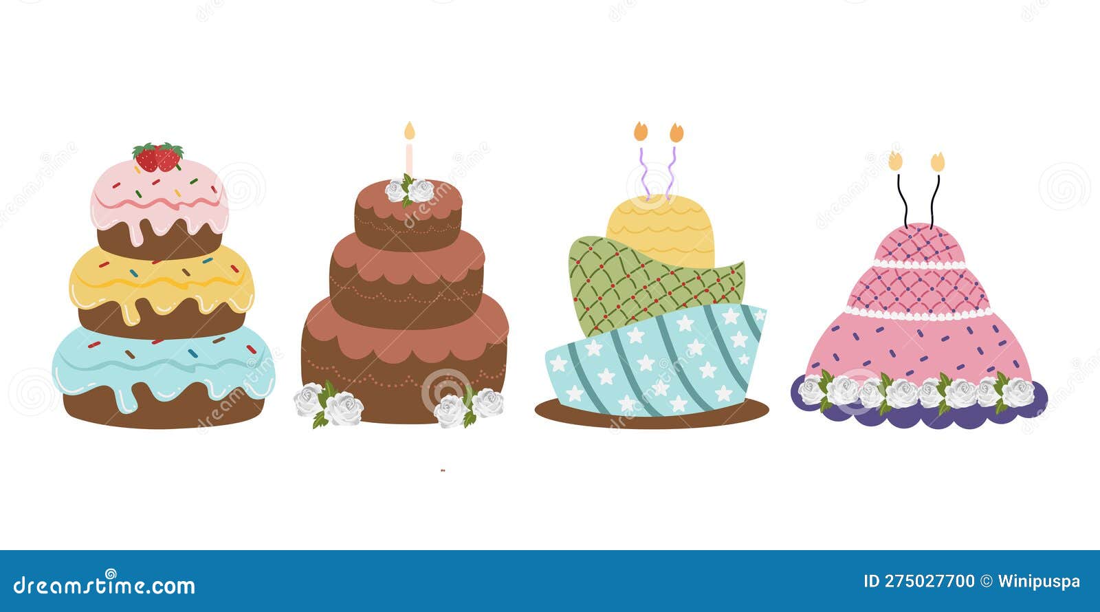 Birthday Cake Cartoon Illustration Stock Vector - Illustration of cute ...