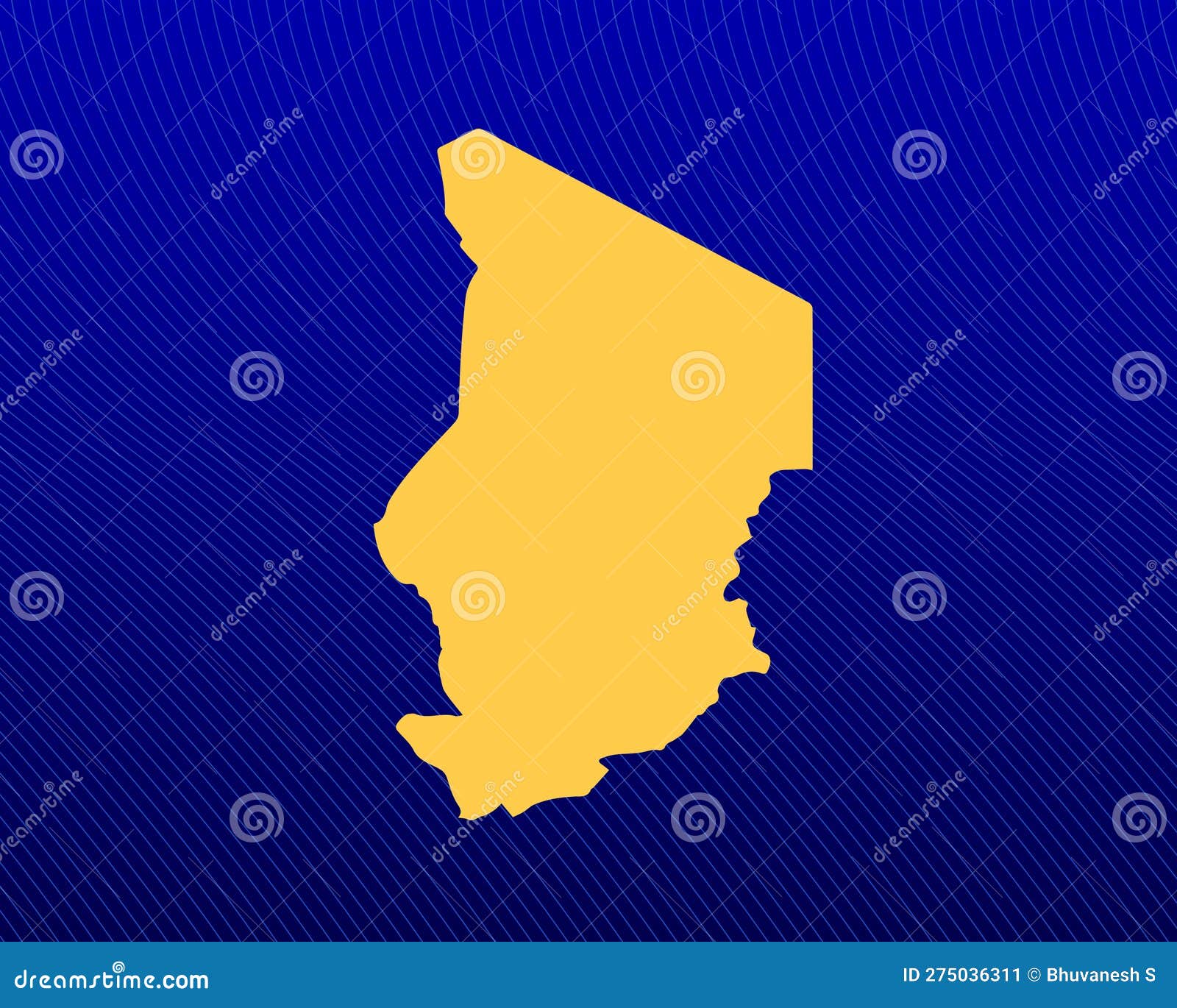 Lines Map Of Chad Isolated On White Background Cartoon Vector ...