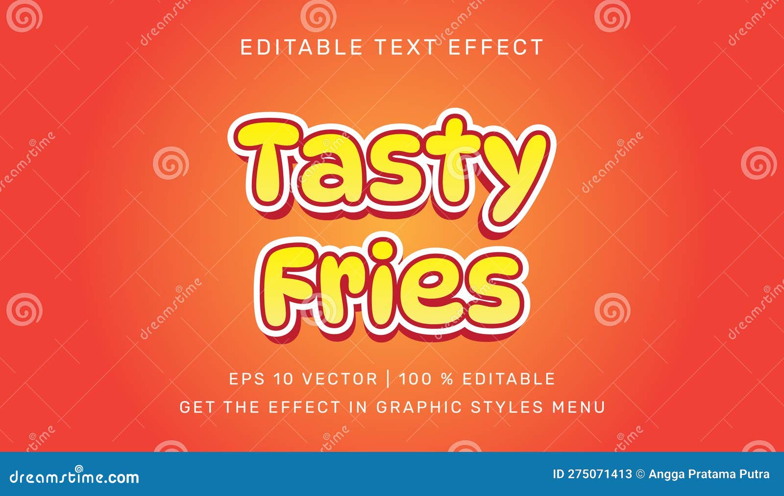 Tasty Fries 3d Editable Text Effect Template Stock Vector ...