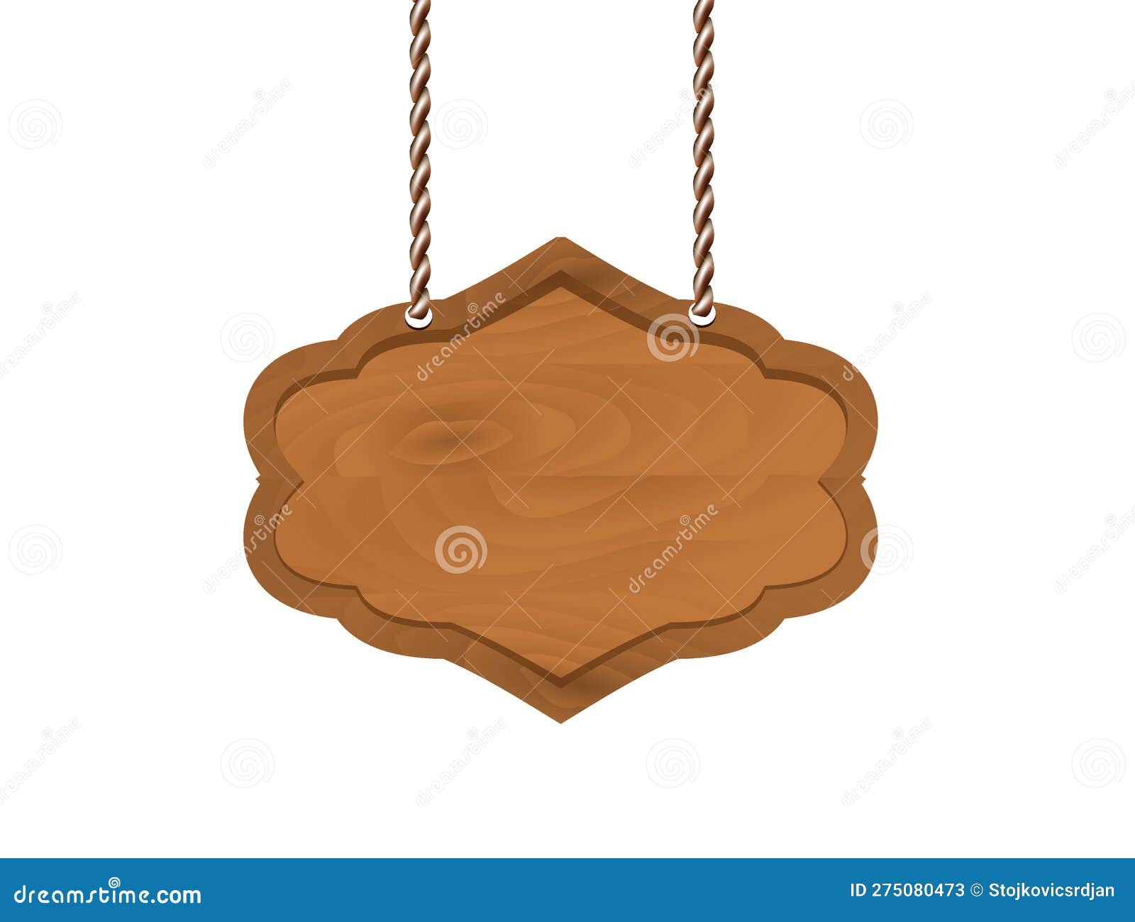 Wooden sign on rope stock vector. Illustration of empty - 275080473