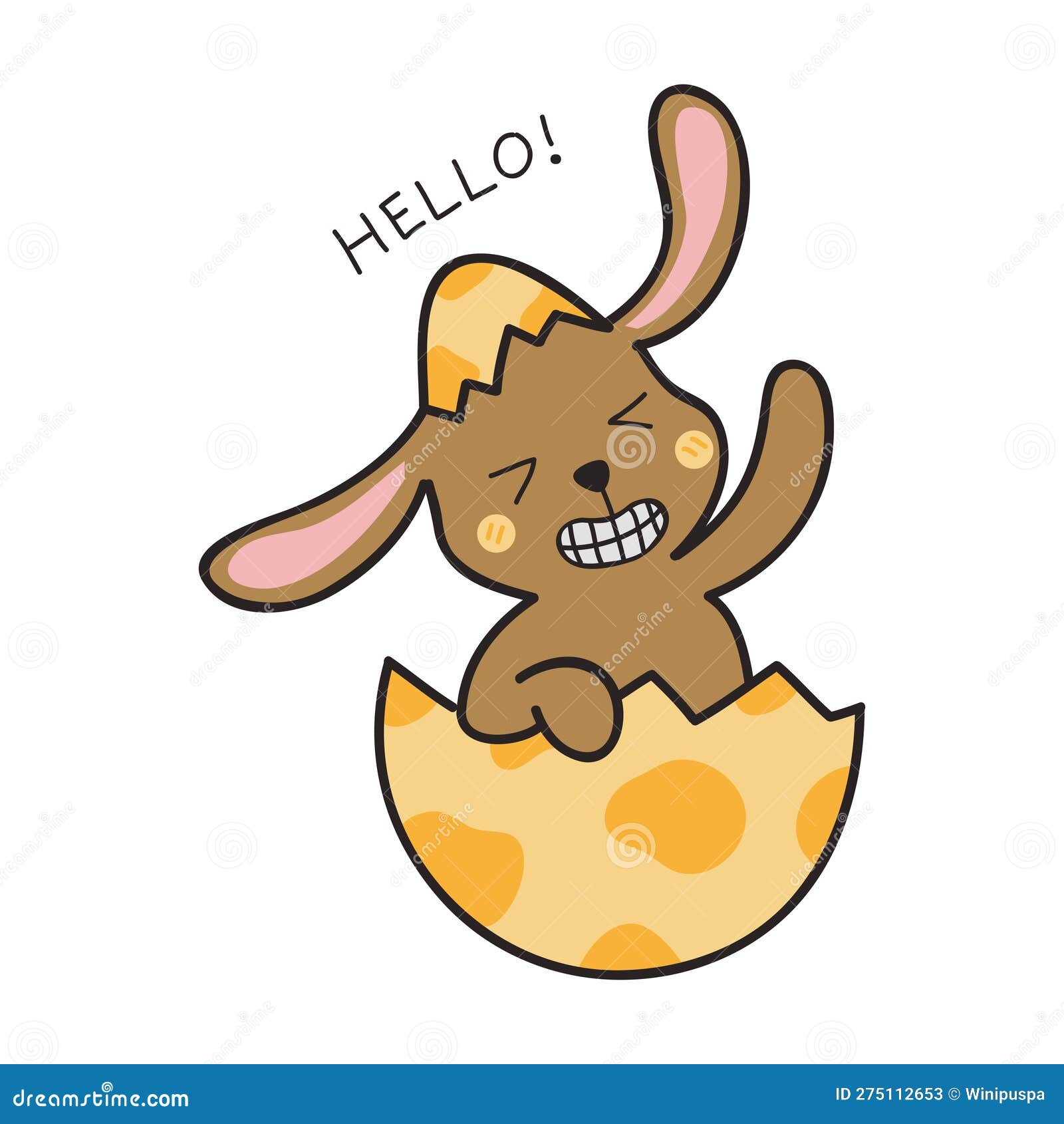 Cute and Funny Bunny Rabbit with Easter Egg. Bunny Easter Illustration ...