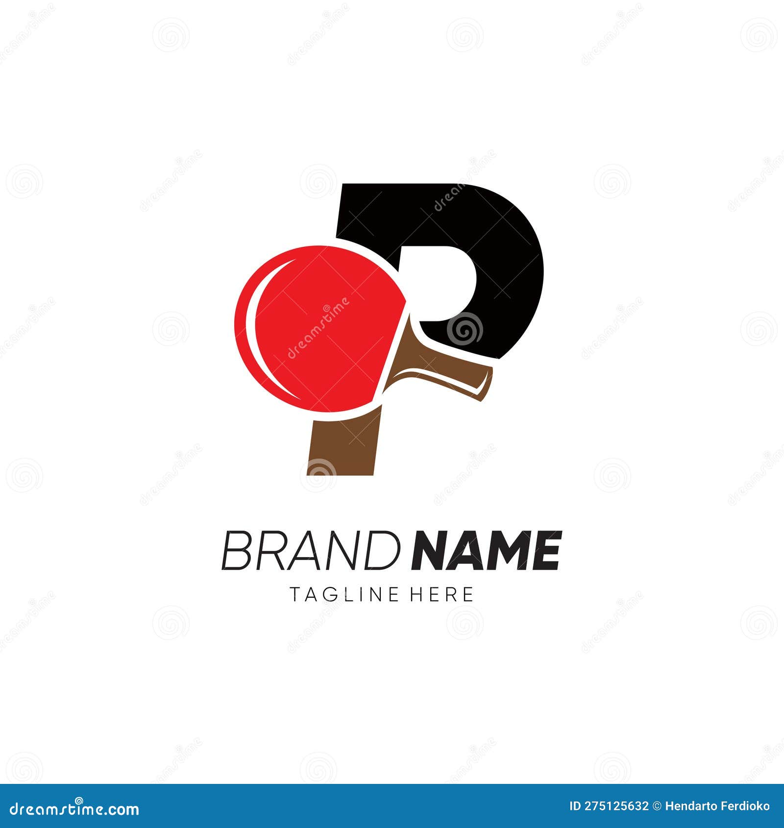 Letter P Initial Table Tennis or Ping Pong Racket Logo Design Vector ...