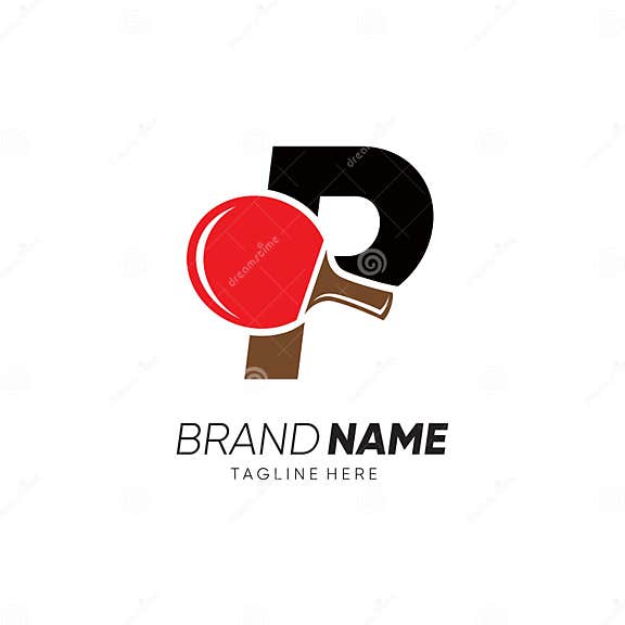 Letter P Initial Table Tennis or Ping Pong Racket Logo Design Vector ...