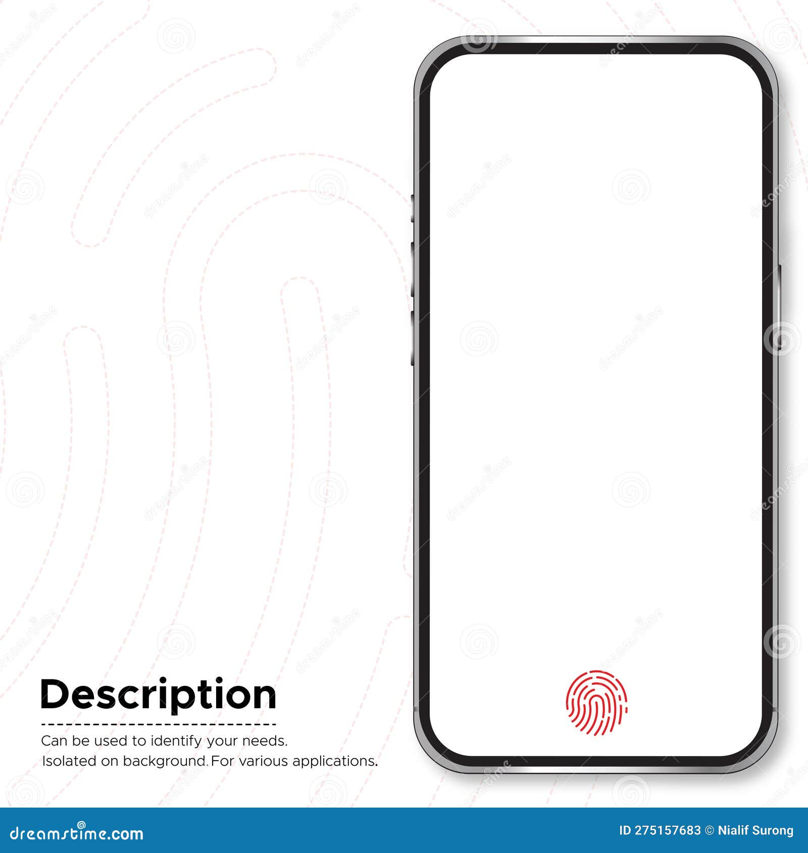 Mockup Smartphone Have Fingerprint Scan Vector. Stock Vector ...