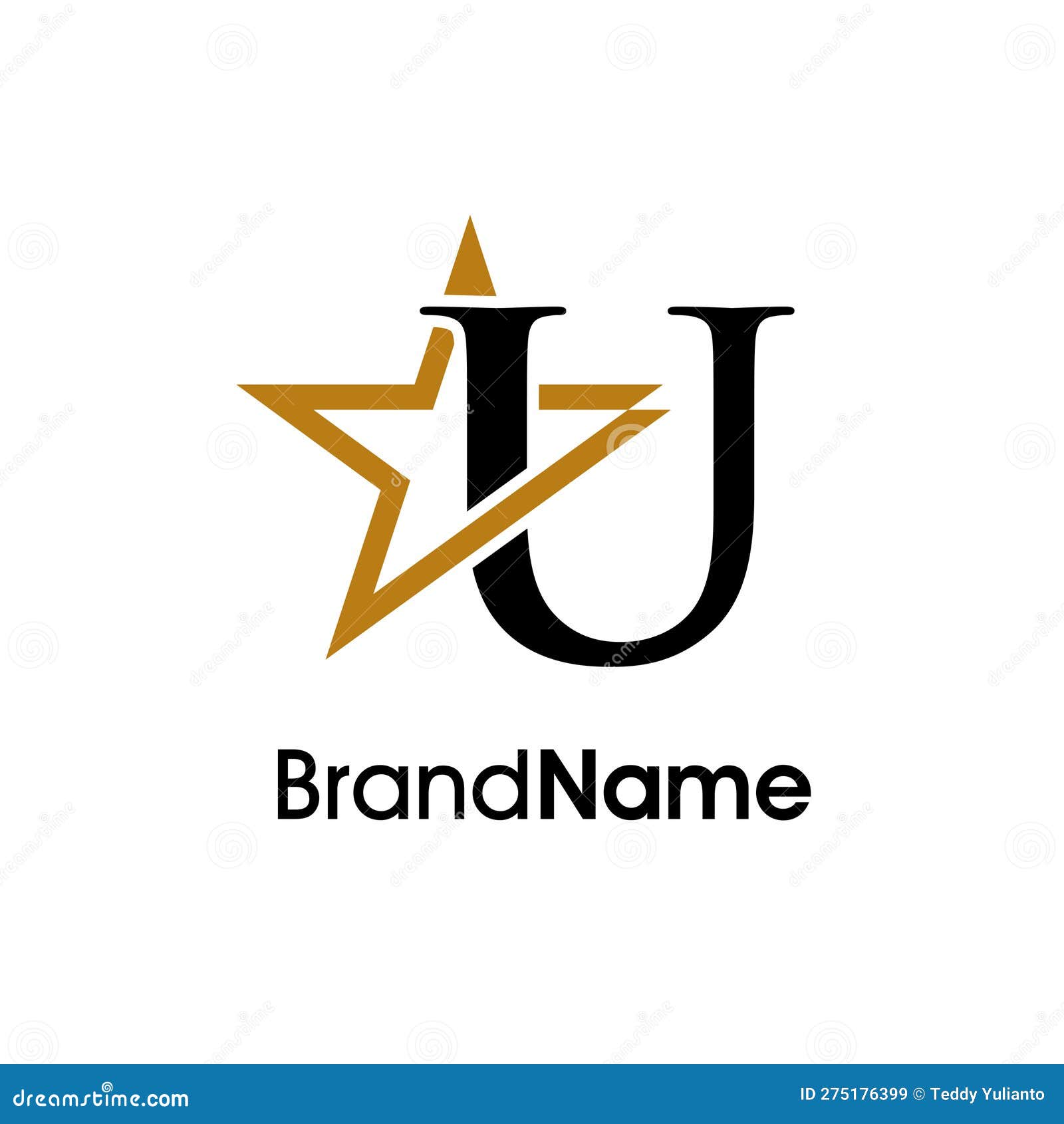 Elegant Initial U Gold Star Logo Stock Vector - Illustration of ...