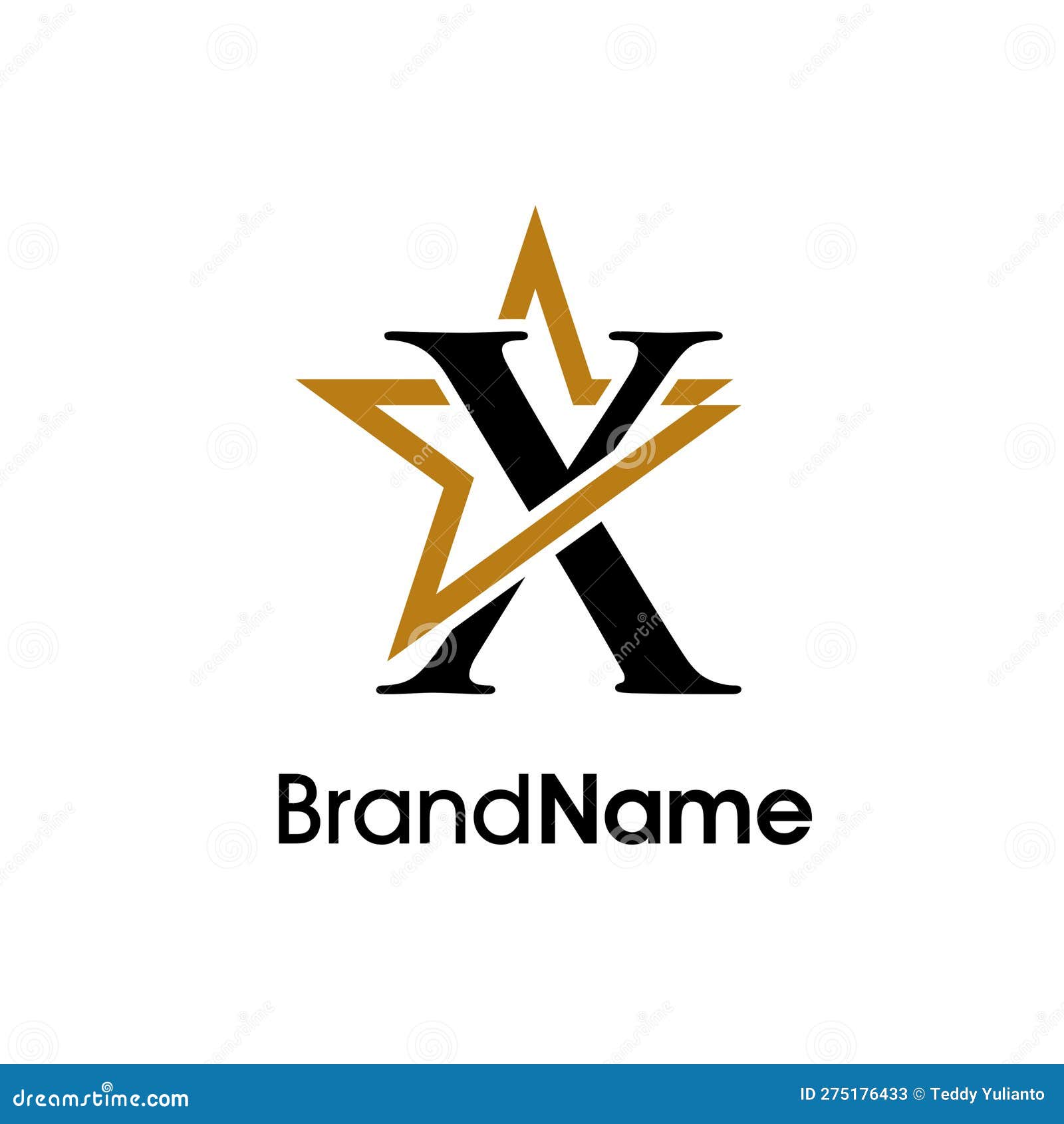 Elegant Initial X Gold Star Logo Stock Vector - Illustration of ...