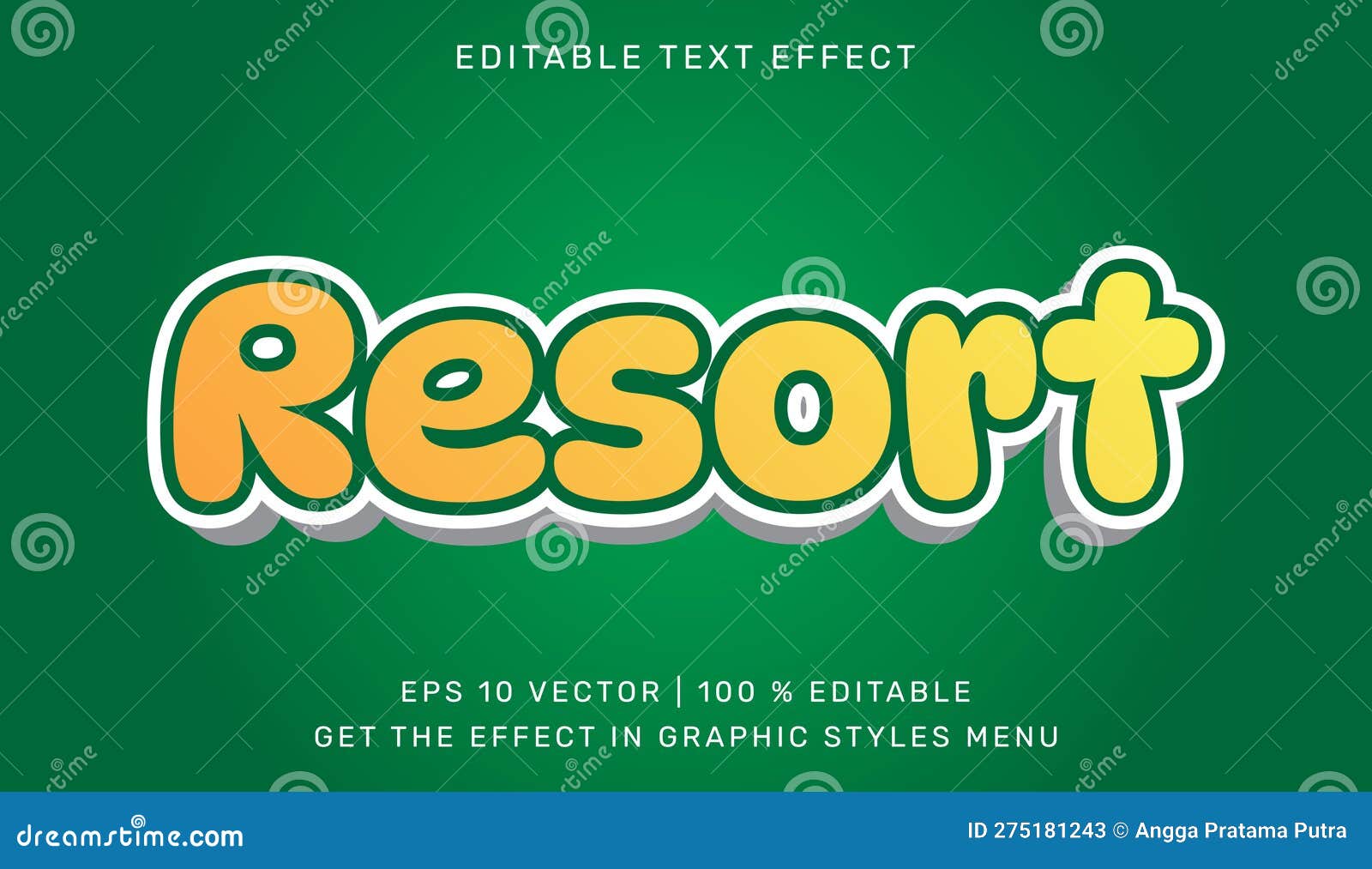 Resort 3d Editable Text Effect Stock Vector - Illustration of vacation ...