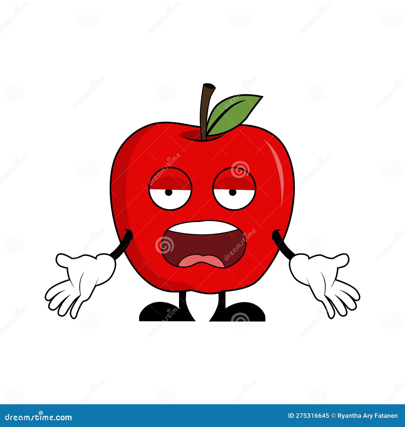 Angry Apple Fruit Cartoon Character Stock Vector - Illustration of ...