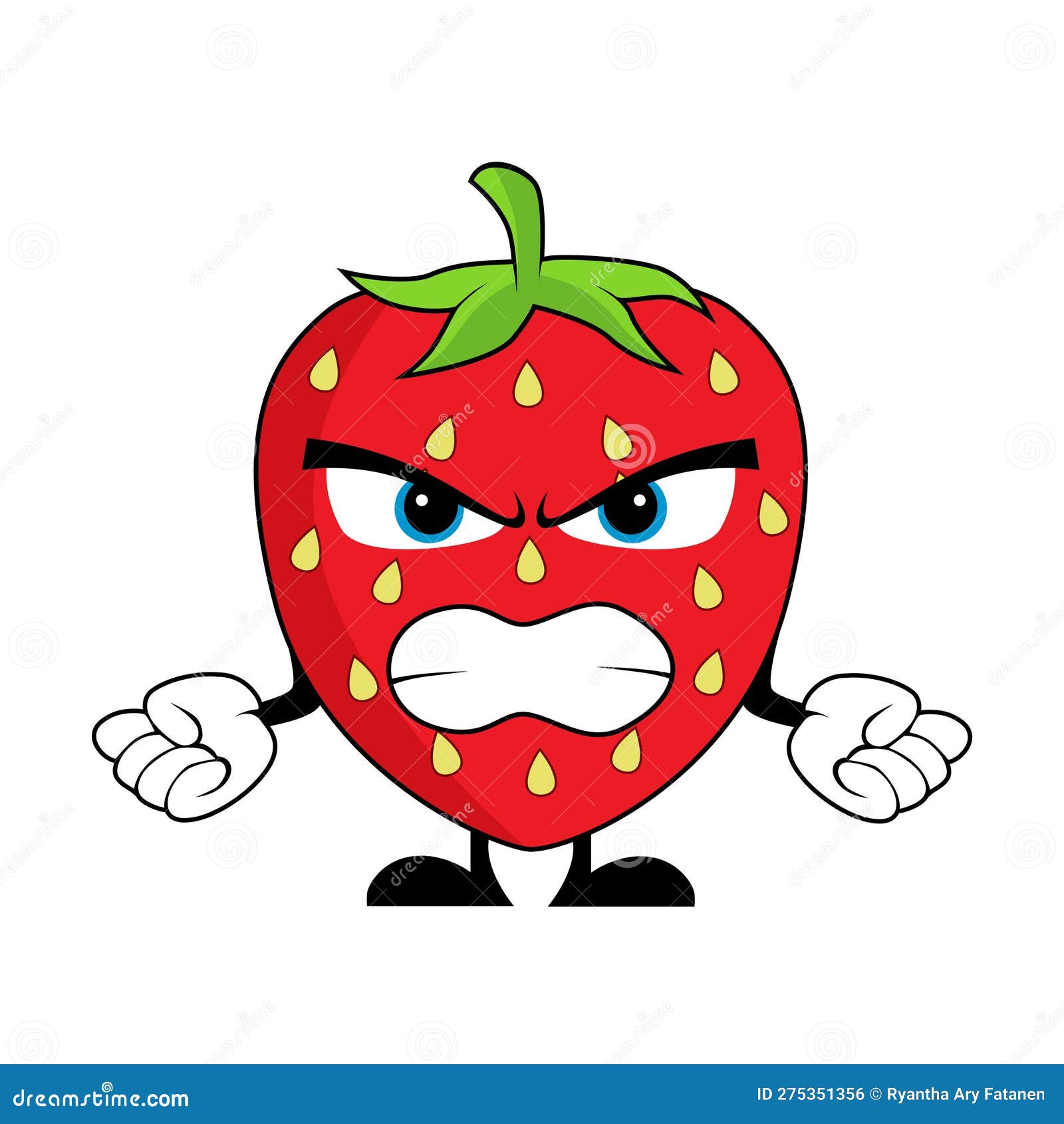 Angry Strawberry Fruit Cartoon Character Stock Illustration ...