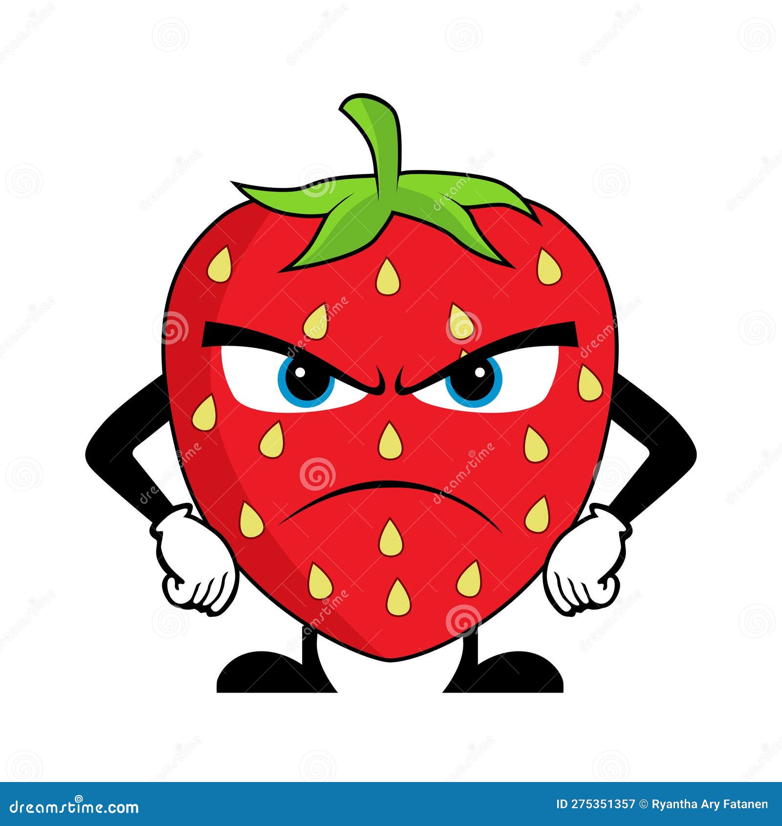 Angry Strawberry Fruit Cartoon Character Stock Vector - Illustration of ...