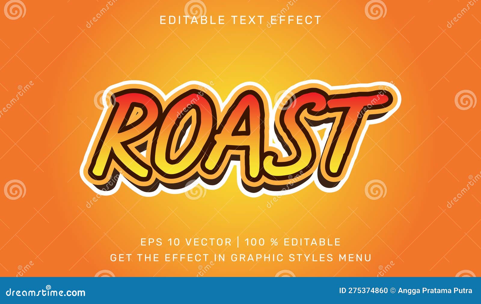 Roast 3d Editable Text Effect Template Stock Vector - Illustration of ...