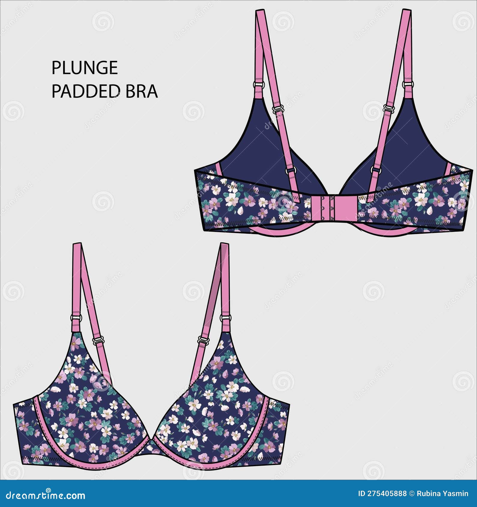 Padded Brazer Bra for Women and Girls Wear Stock Vector - Illustration ...