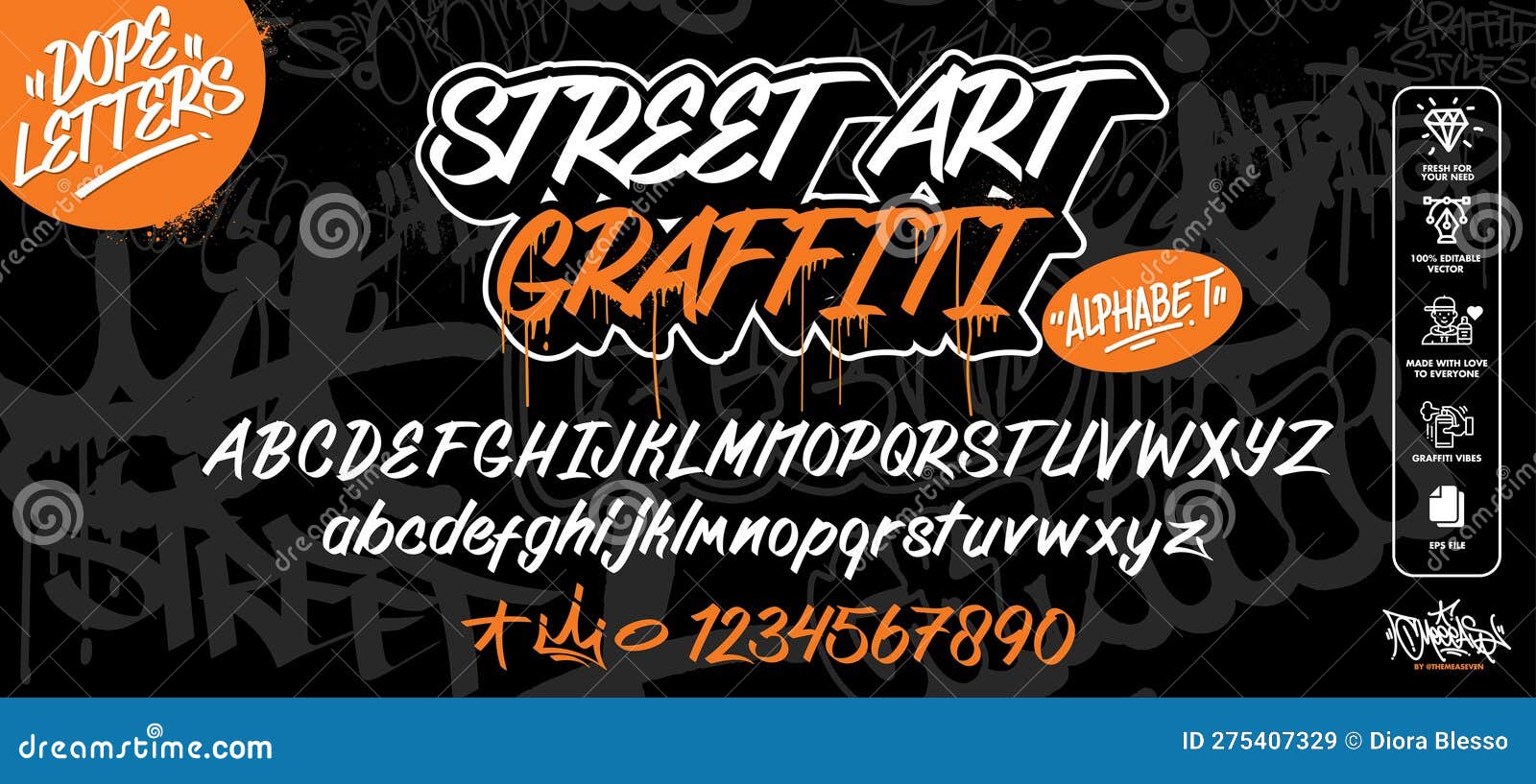 Amazing Vector Graffiti Alphabet. Urban Street Art Graffiti Font Style ...