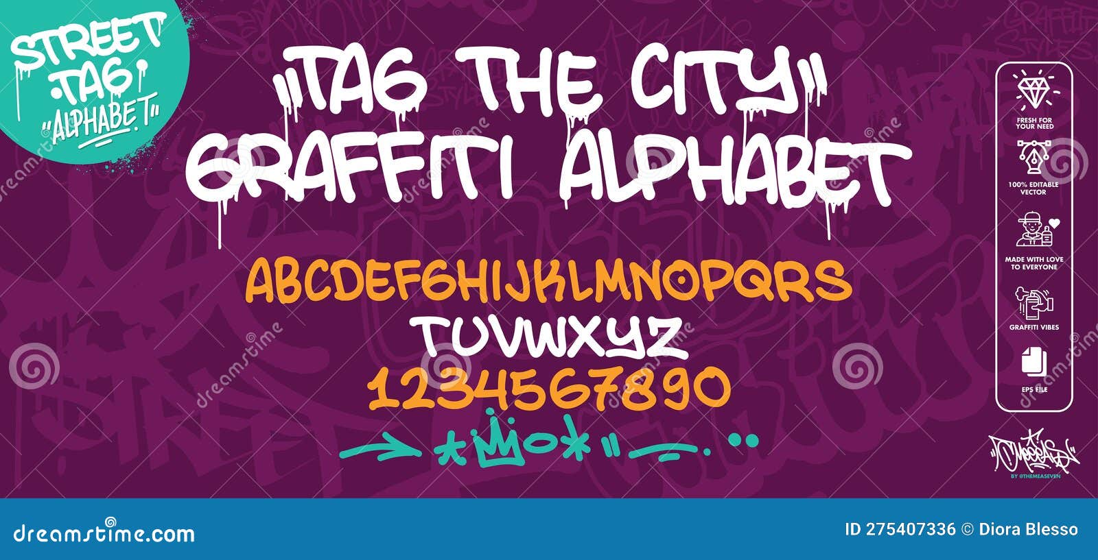 Amazing Vector Graffiti Alphabet. Urban Street Art Graffiti Font Style ...