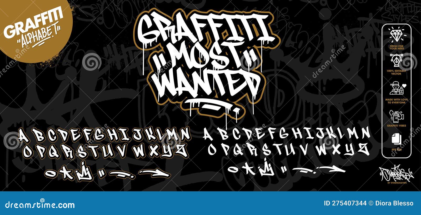 Amazing Vector Graffiti Alphabet. Urban Street Art Graffiti Font Style ...