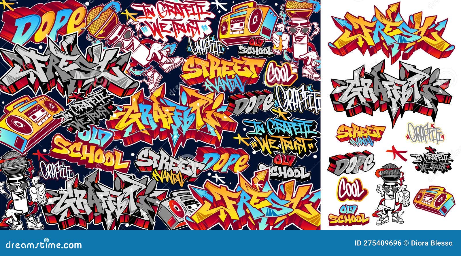 Colorful Graffiti Art Vector Sticker Pack Illustrations Stock Vector ...