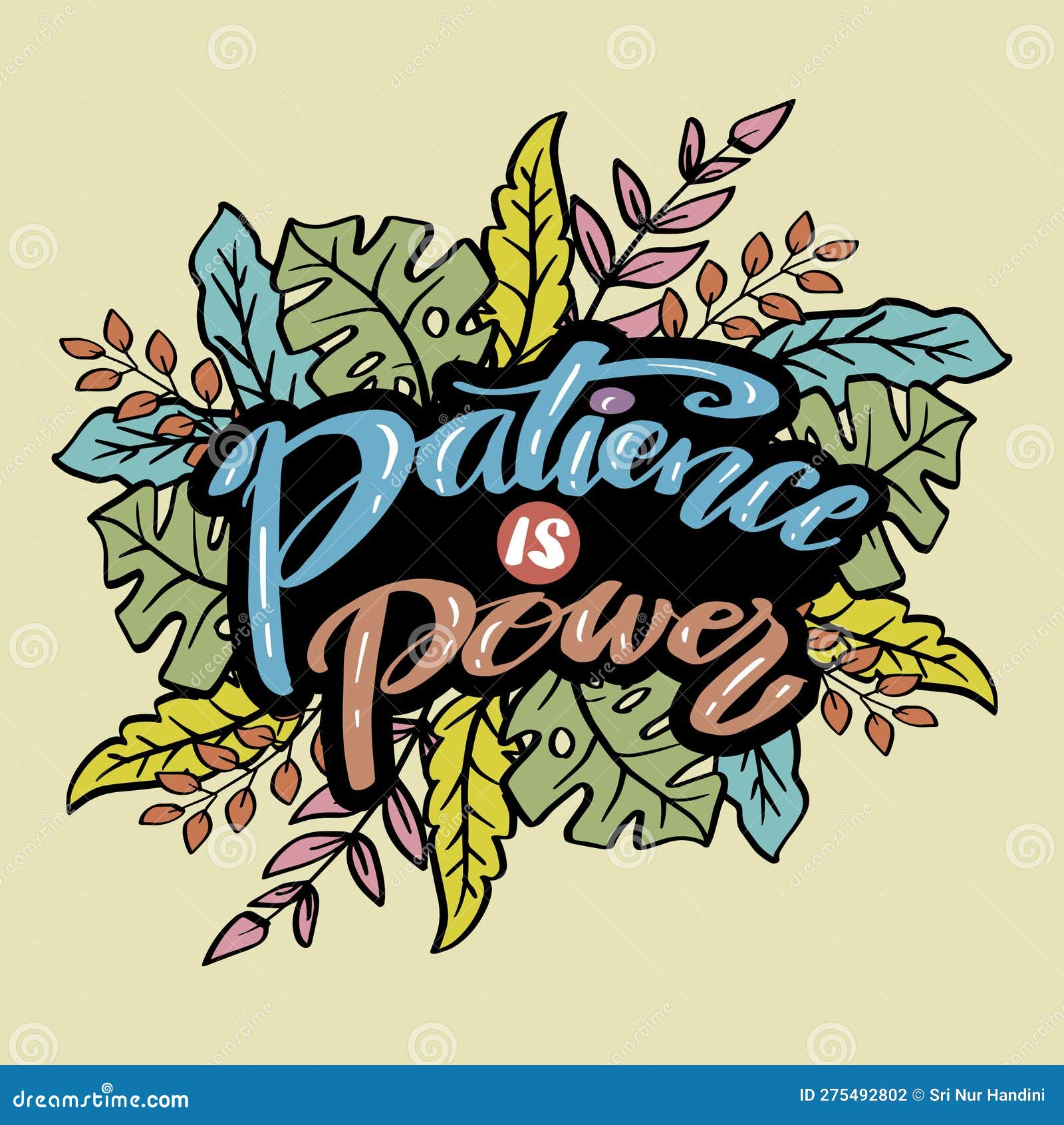 Patience is Power, Hand Lettering with Floral Decoration. Stock ...