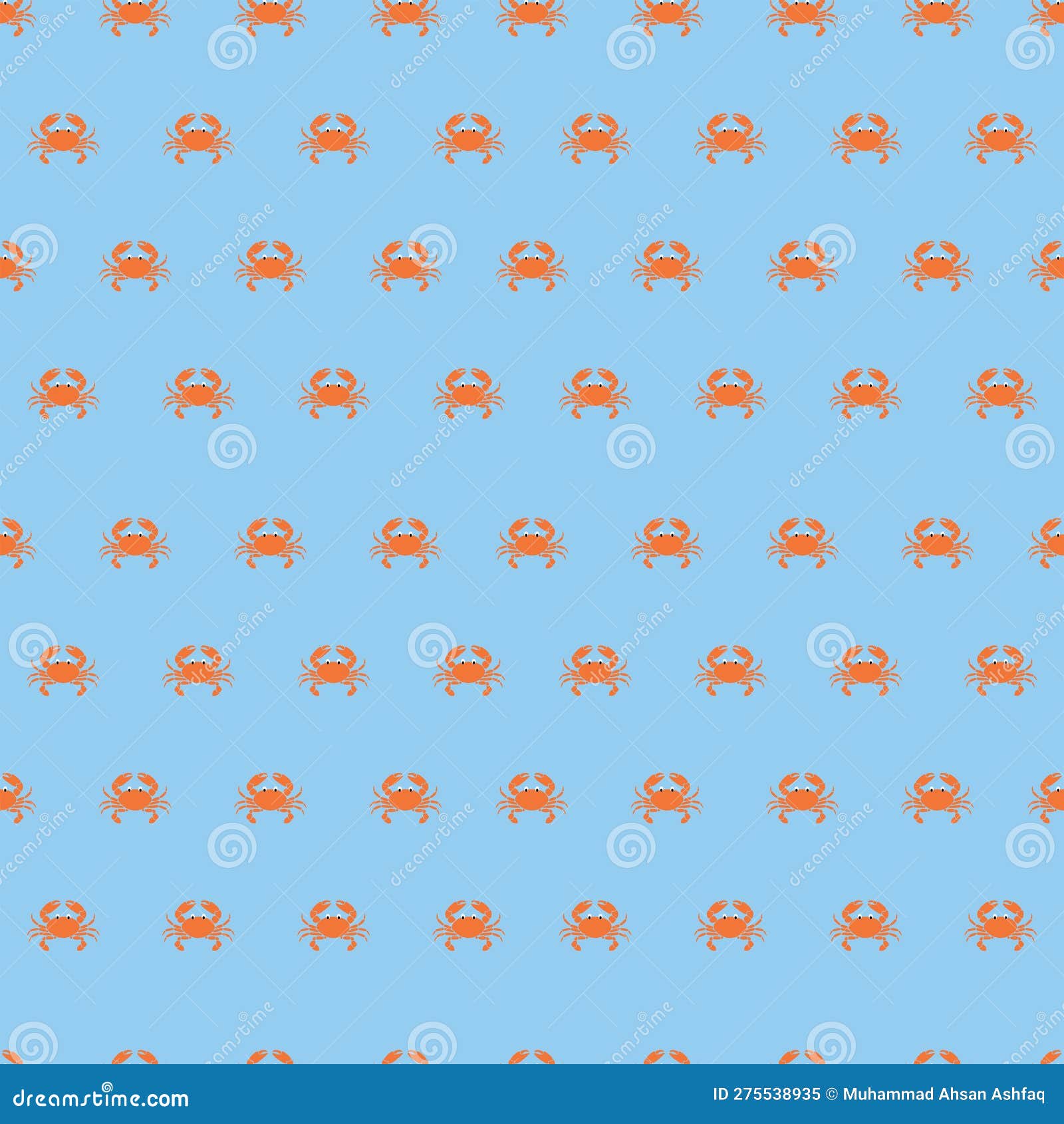 Crab Ocean Animal Seamless Pattern Vector Stock Vector - Illustration ...