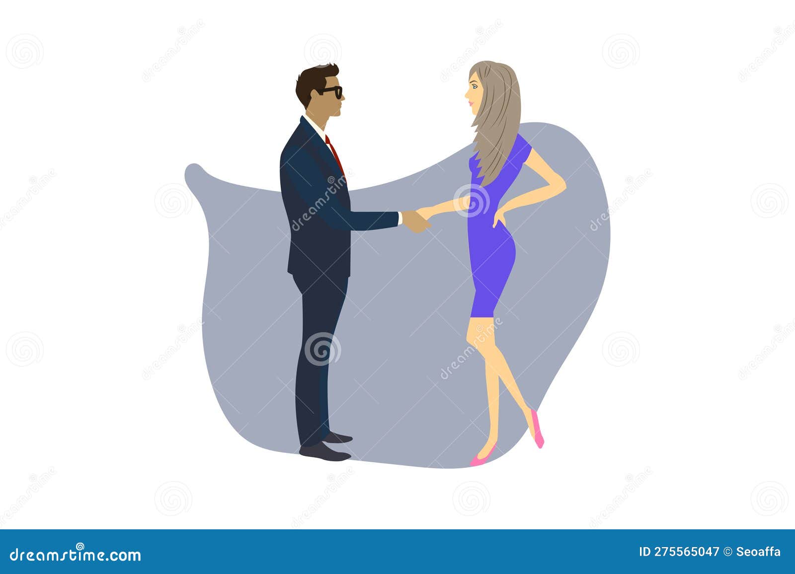 Corporate Handshake of Young Business Partners: Man in Suit and a Woman ...