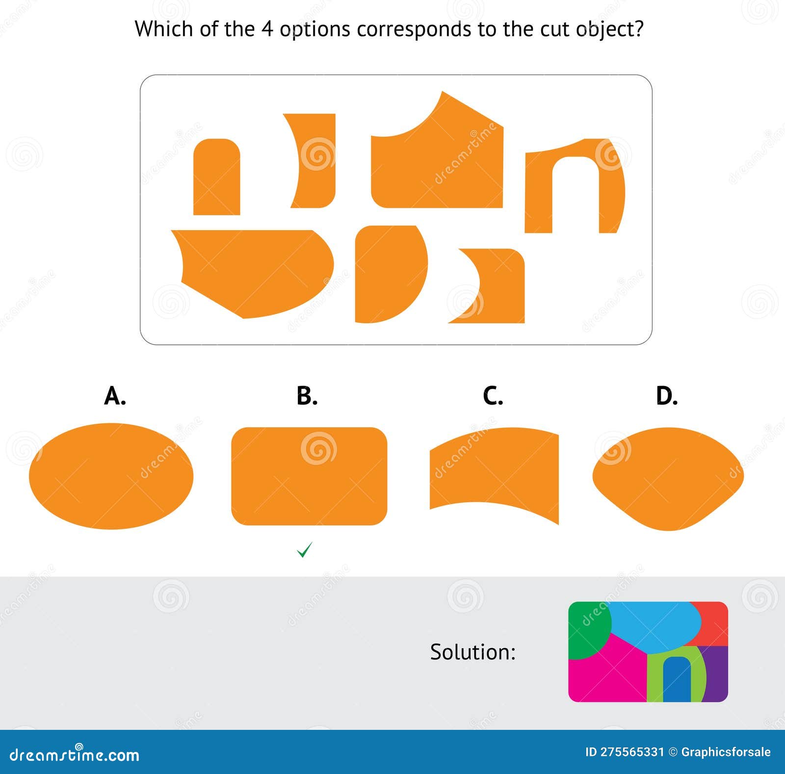 IQ Question Cut Object Shape with Four Options Stock Vector ...