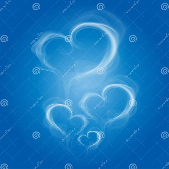 Abstract Love Heart Smoke on Dark Blue Radial Background Stock Vector ...