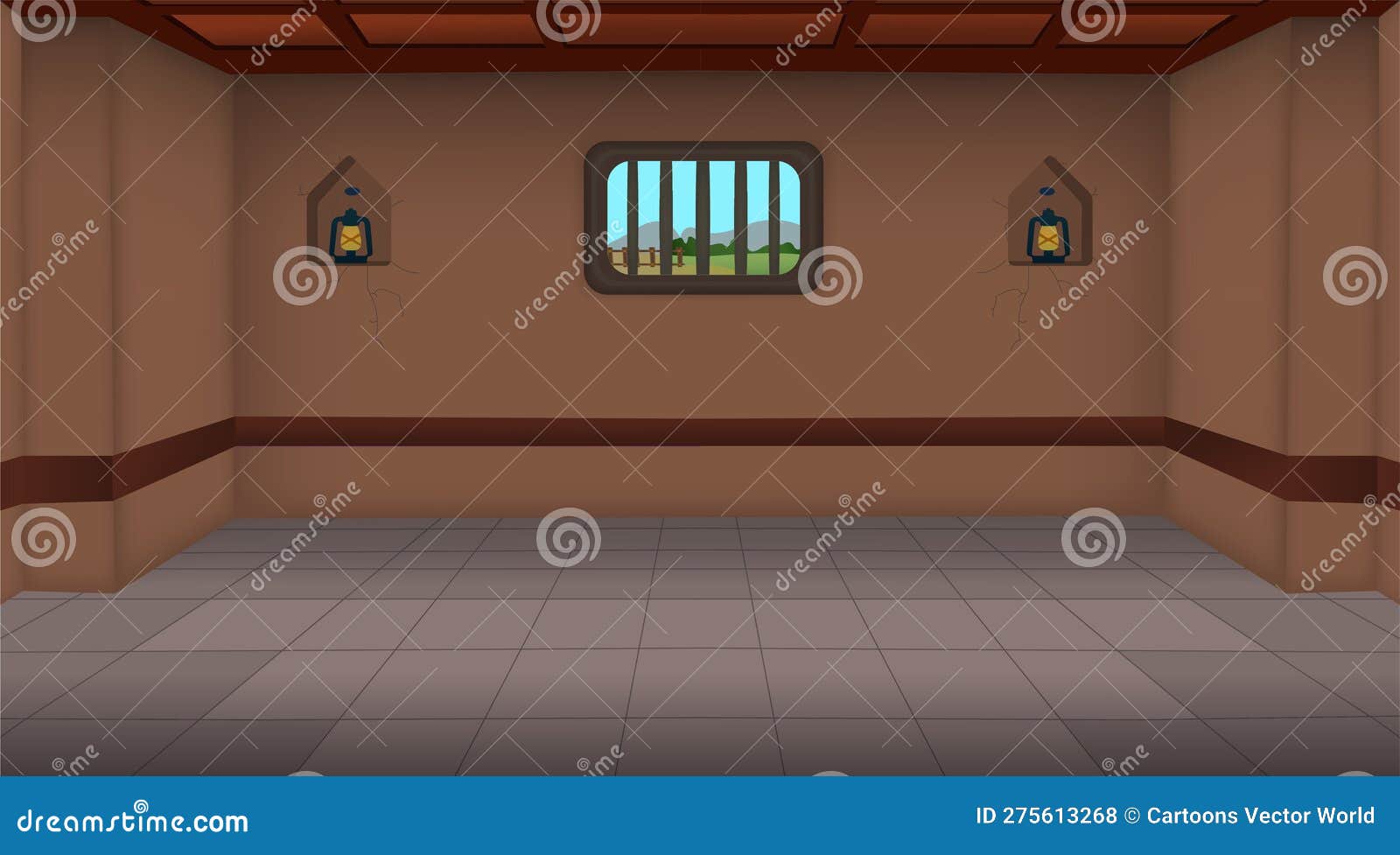 Village Empty Room Inside Vector, Poor Mud House Room Interior Cartoon ...