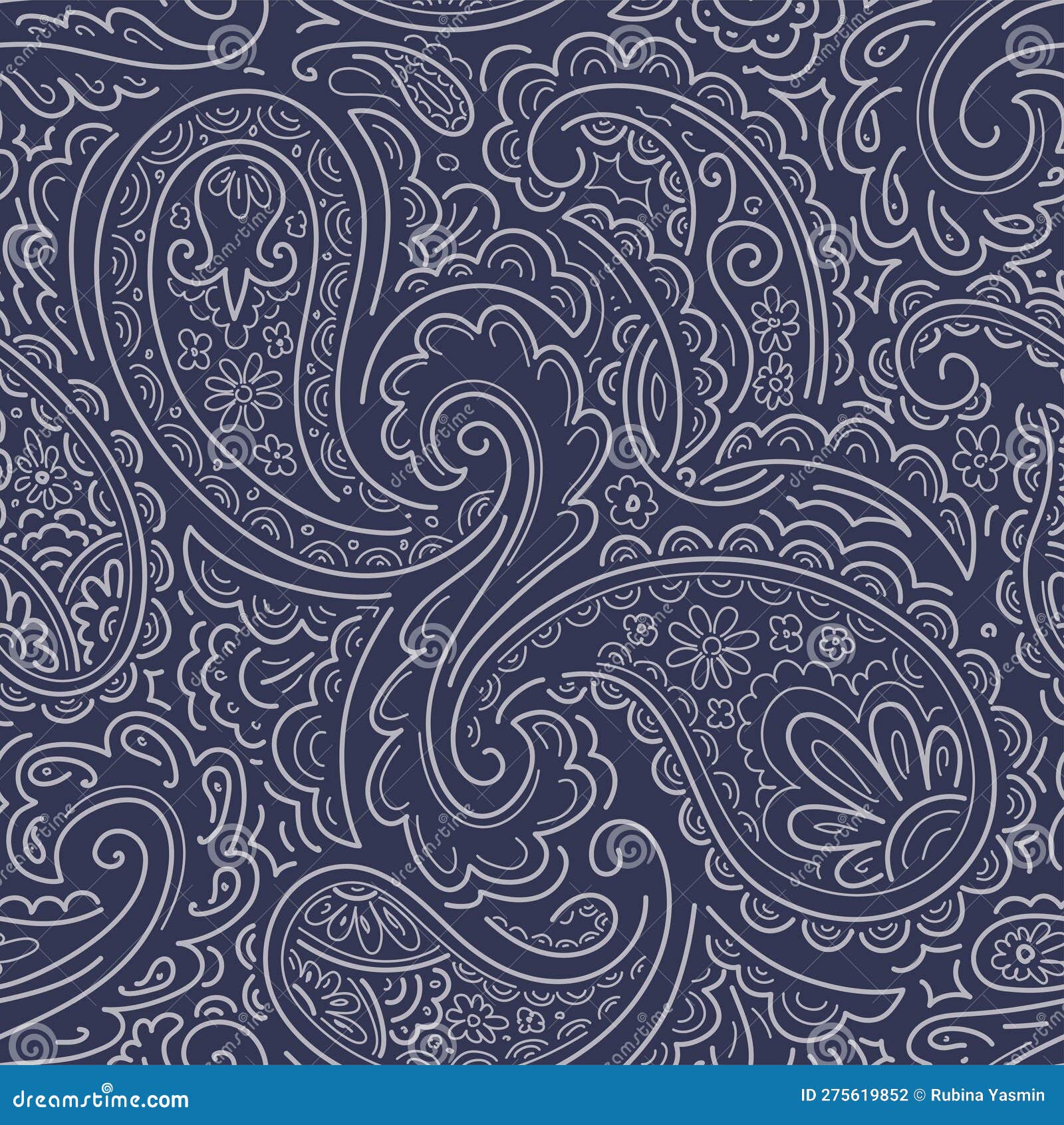 Paisley Seamless Outline Pattern Stock Vector - Illustration of outline ...