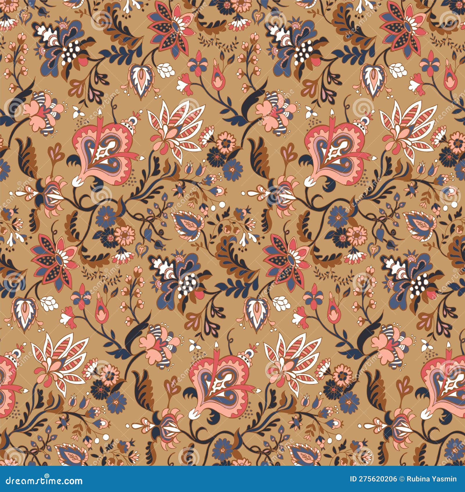 FLORAL PAISLEY SEAMLESS PRINT REPEAT PATTERN VECTOR Stock Vector ...