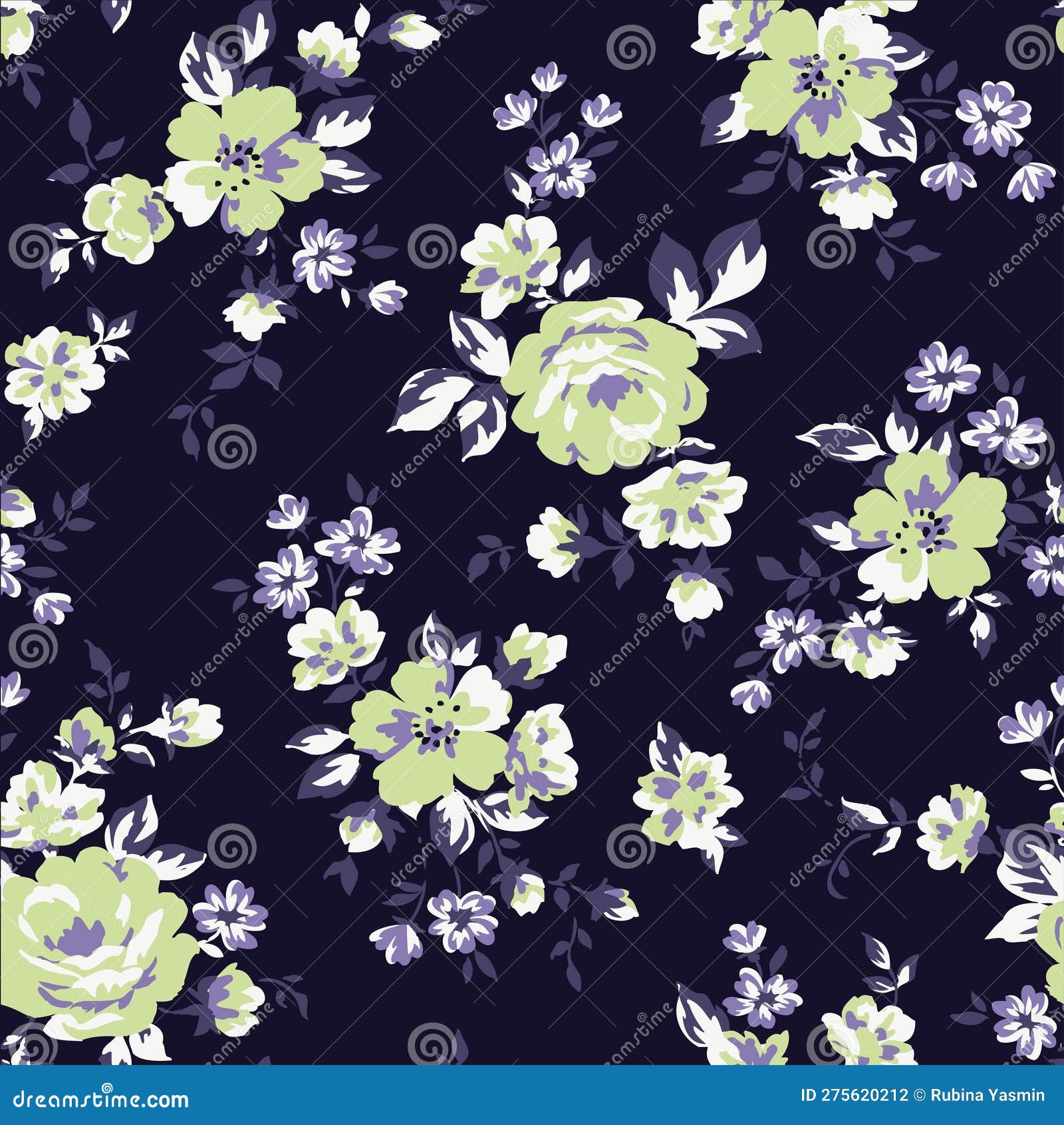 Vibrant Floral Seamless Pattern ALL OVER PRINT VECTOR Stock Vector ...