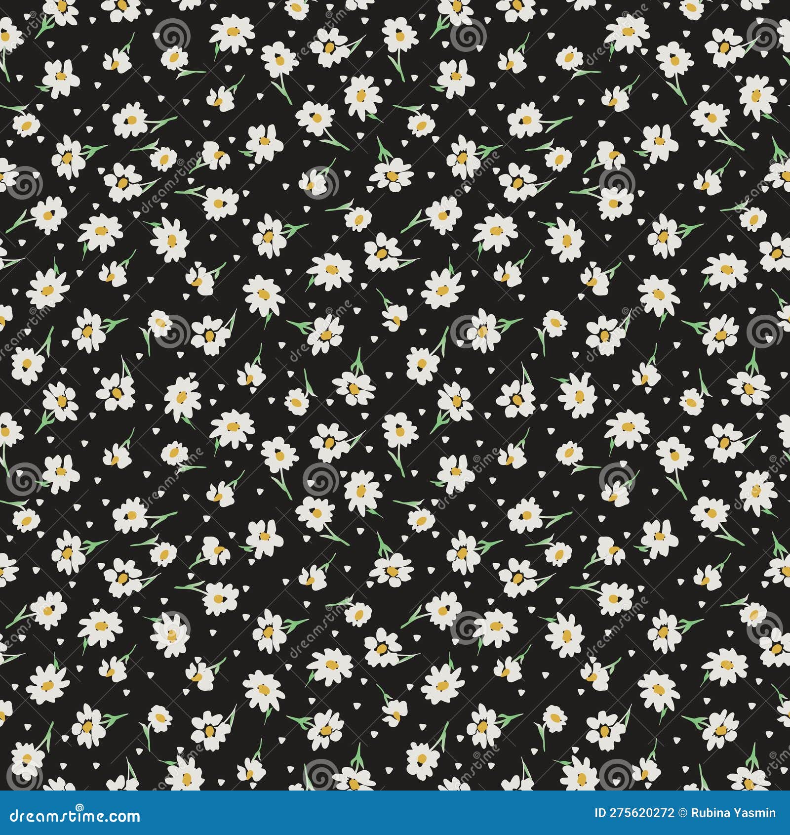 Daisy Floral Seamless Pattern Stock Vector - Illustration of floor ...