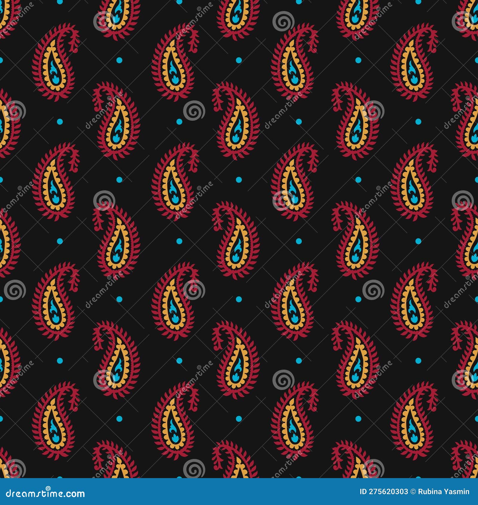 Paisley with Block Print Detail Seamless Pattern Stock Vector ...