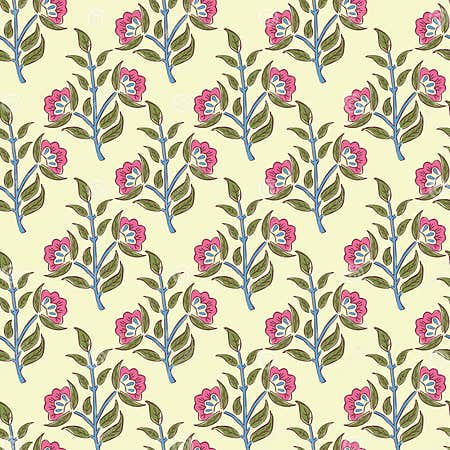 SPRIG FLORAL with BLOCK PRINT DETAIL SEAMLESS PATTERN Stock Vector ...